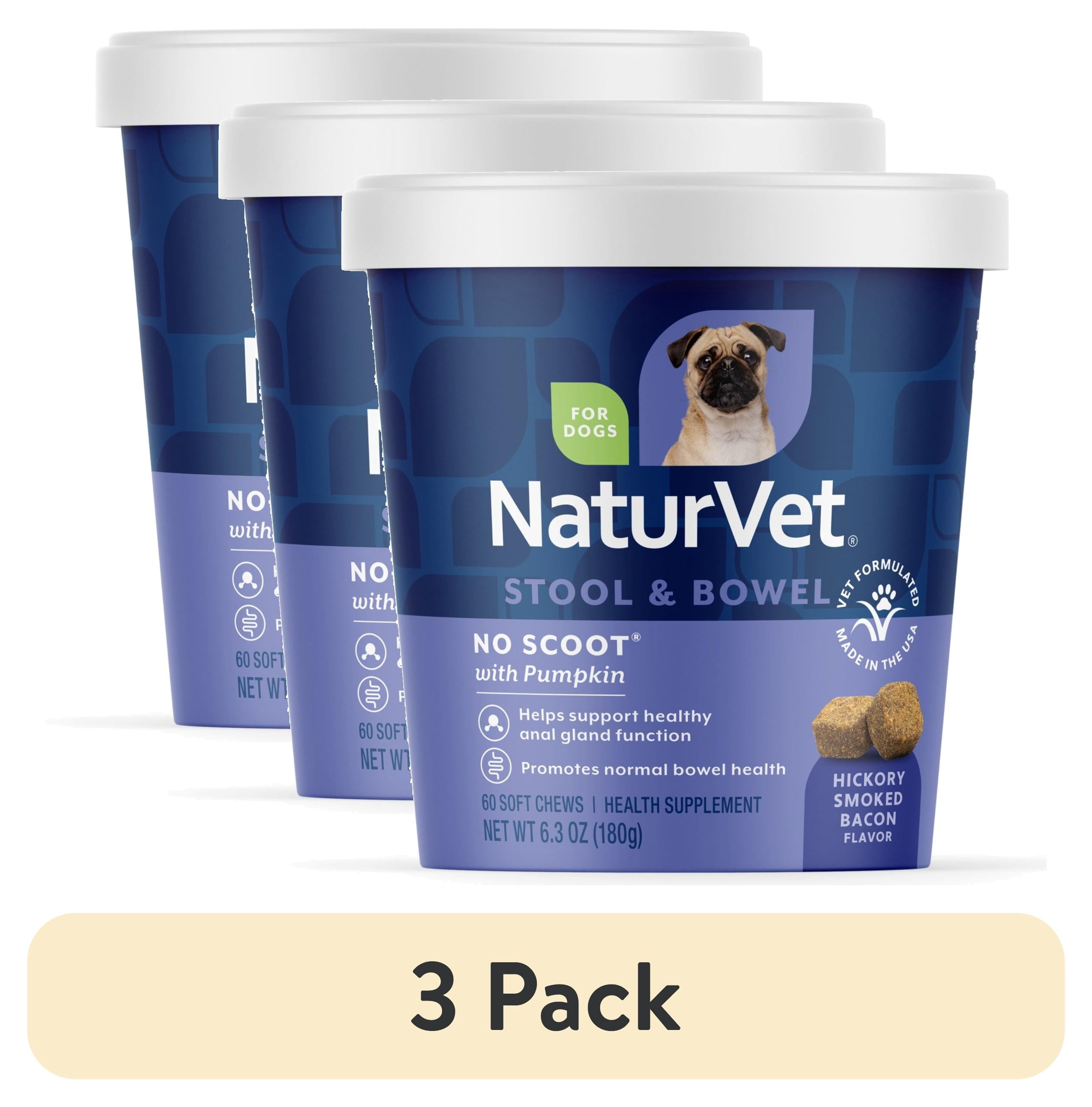 (3 pack) NaturVet No Scoot Stool & Bowel Supplement for Dogs, Hickory ...