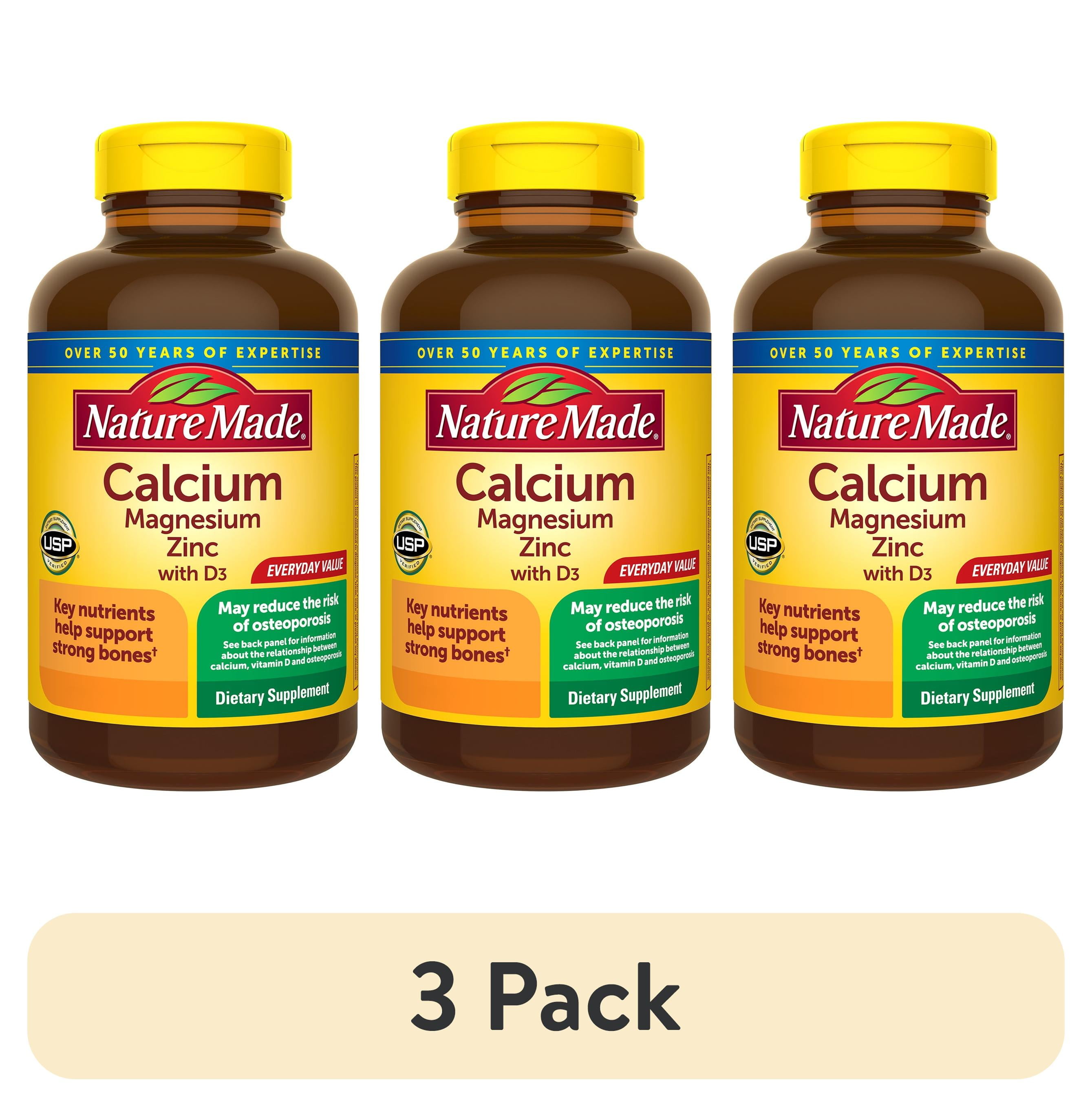 (3 pack) Nature Made Calcium Magnesium Zinc with Vitamin D3 Tablets ...