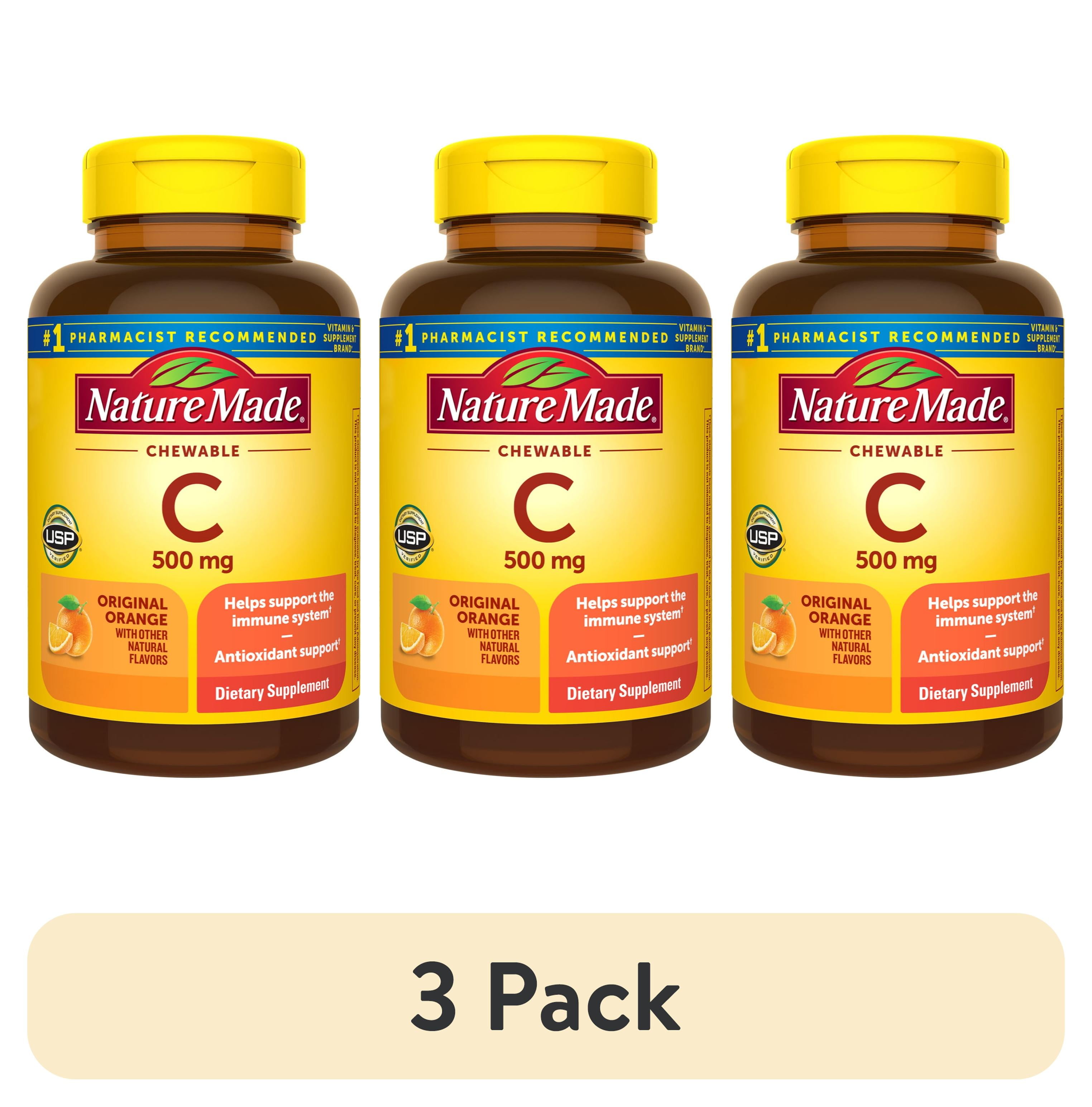 (3 pack) Nature Made Chewable Vitamin C 500 mg Tablets, Dietary ...