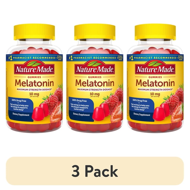 (3 pack) Nature Made Melatonin 10 mg Gummies, 70 Count of Melatonin ...