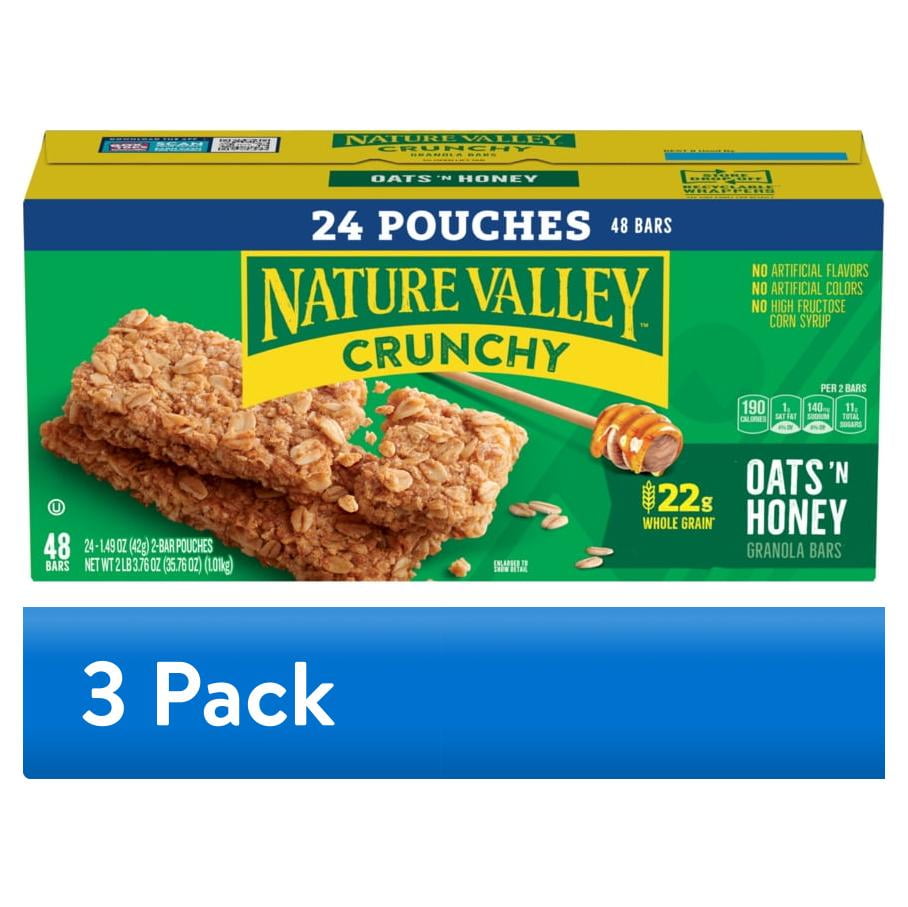 (3 pack) Nature Valley Crunchy Granola Bars, Oats 'n Honey, 48 Count ...