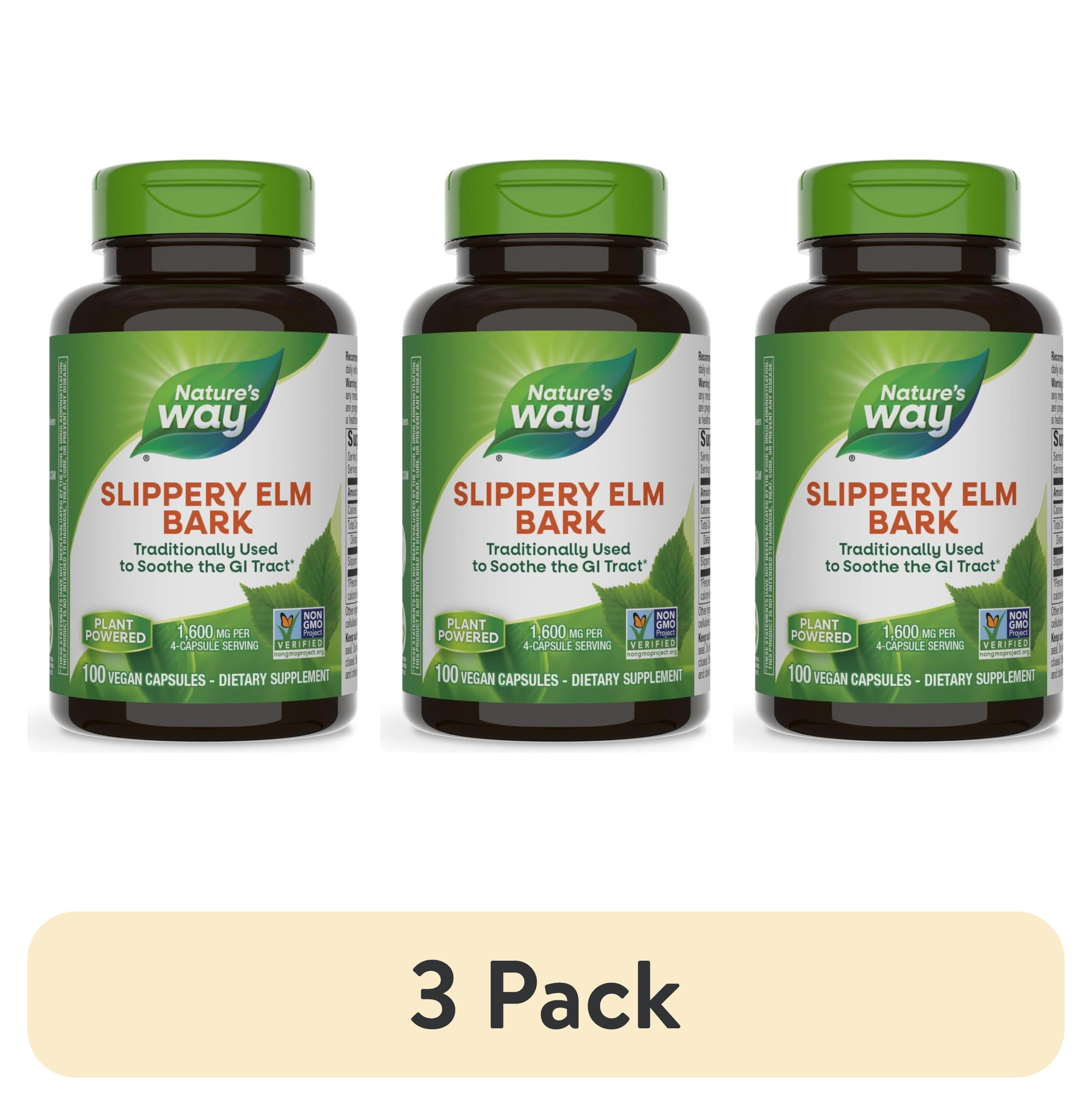 (3 pack) Natures Way Slippery Elm, Bark, 370 mg, Capsules - Walmart.com