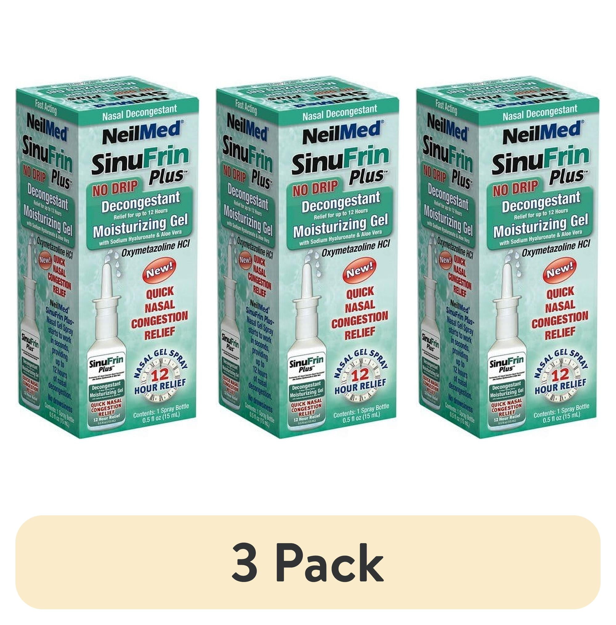 (3 pack) NeilMed SinuFrin Plus Decongestant 12 Hour Nasal Congestion ...