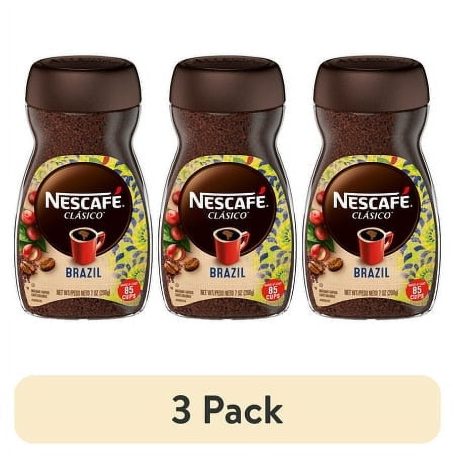 (3 pack) Nescafé Clasico Brazil Dark Roast Instant Coffee, 7 oz ...