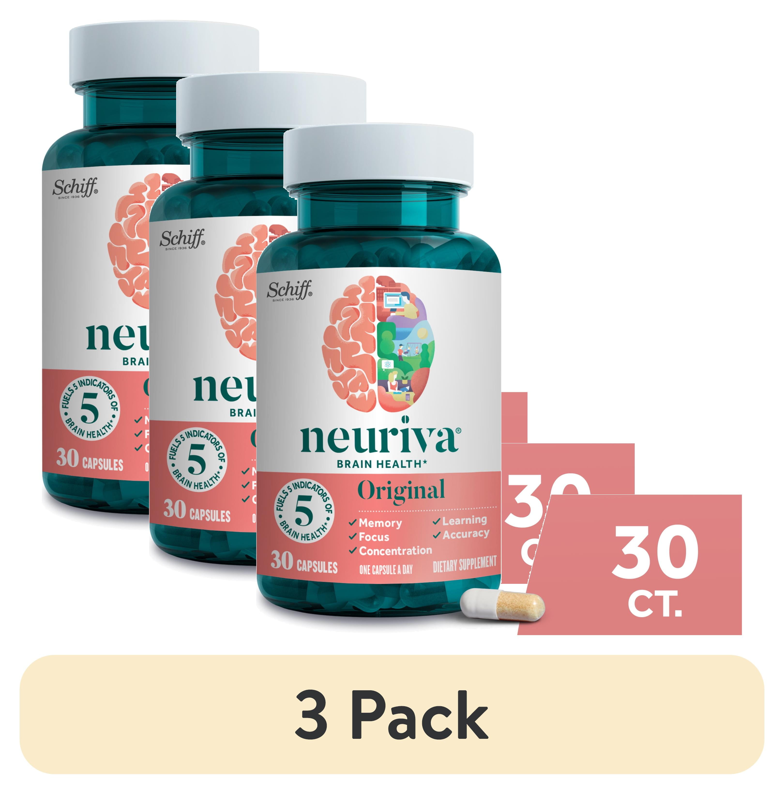 (3 pack) Neuriva Original Brain Health Supplement, Support for Memory ...