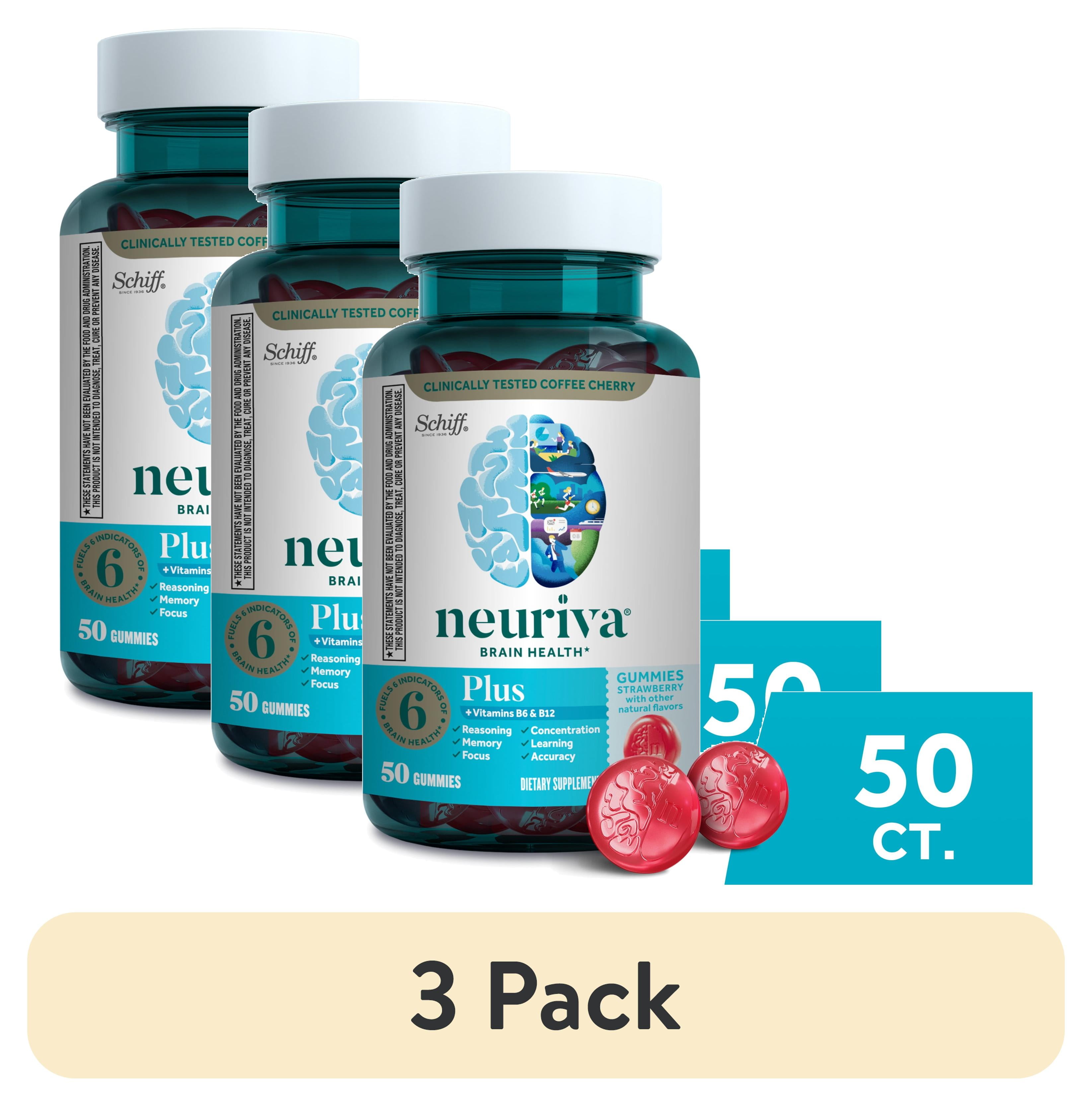 (3 pack) Neuriva Plus Brain Health Supplement, Vitamins B12 & B6 ...