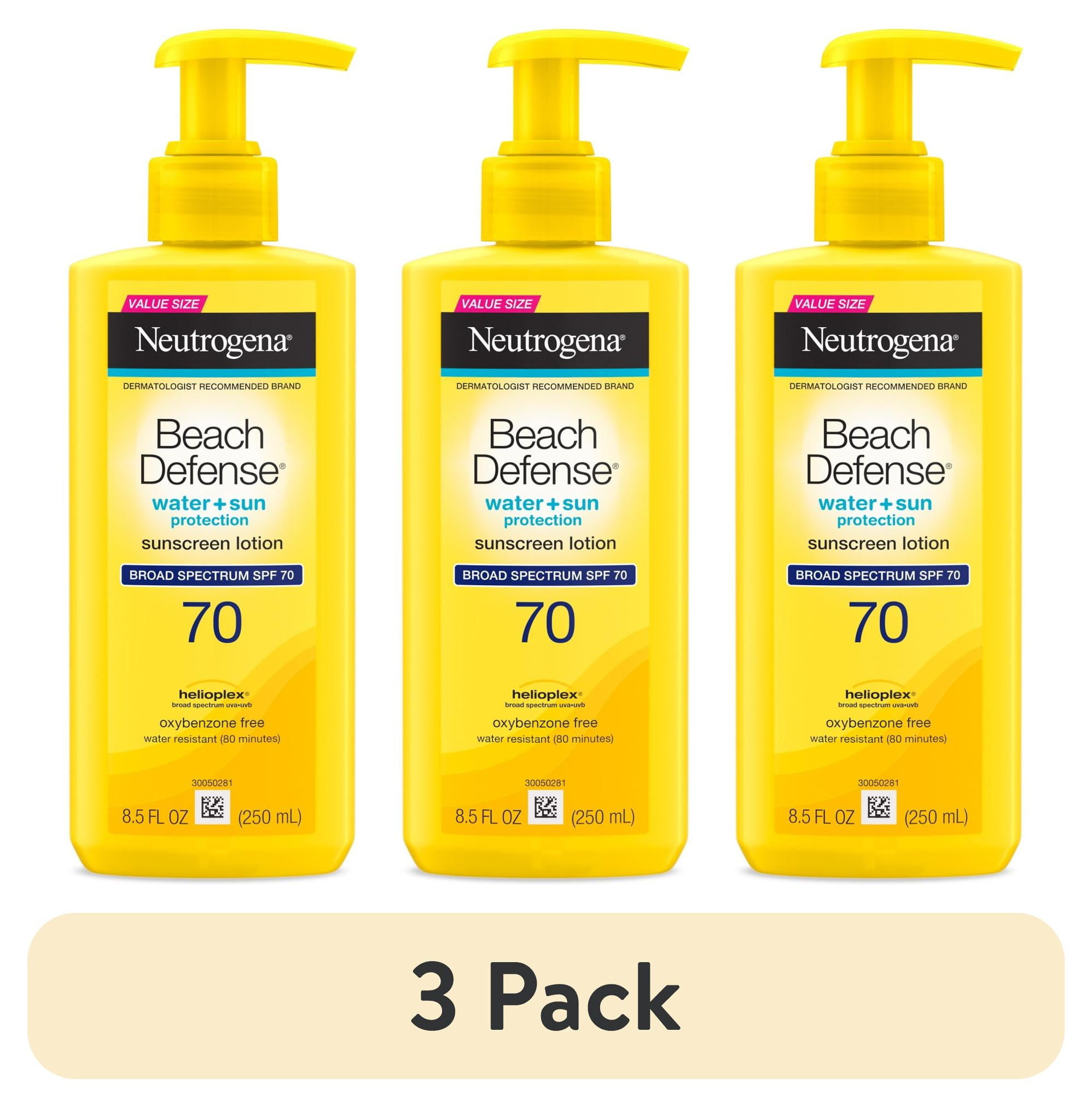 (3 pack) Neutrogena Beach Defense SPF 70 Sunscreen Lotion, Oil-Free, 8. ...