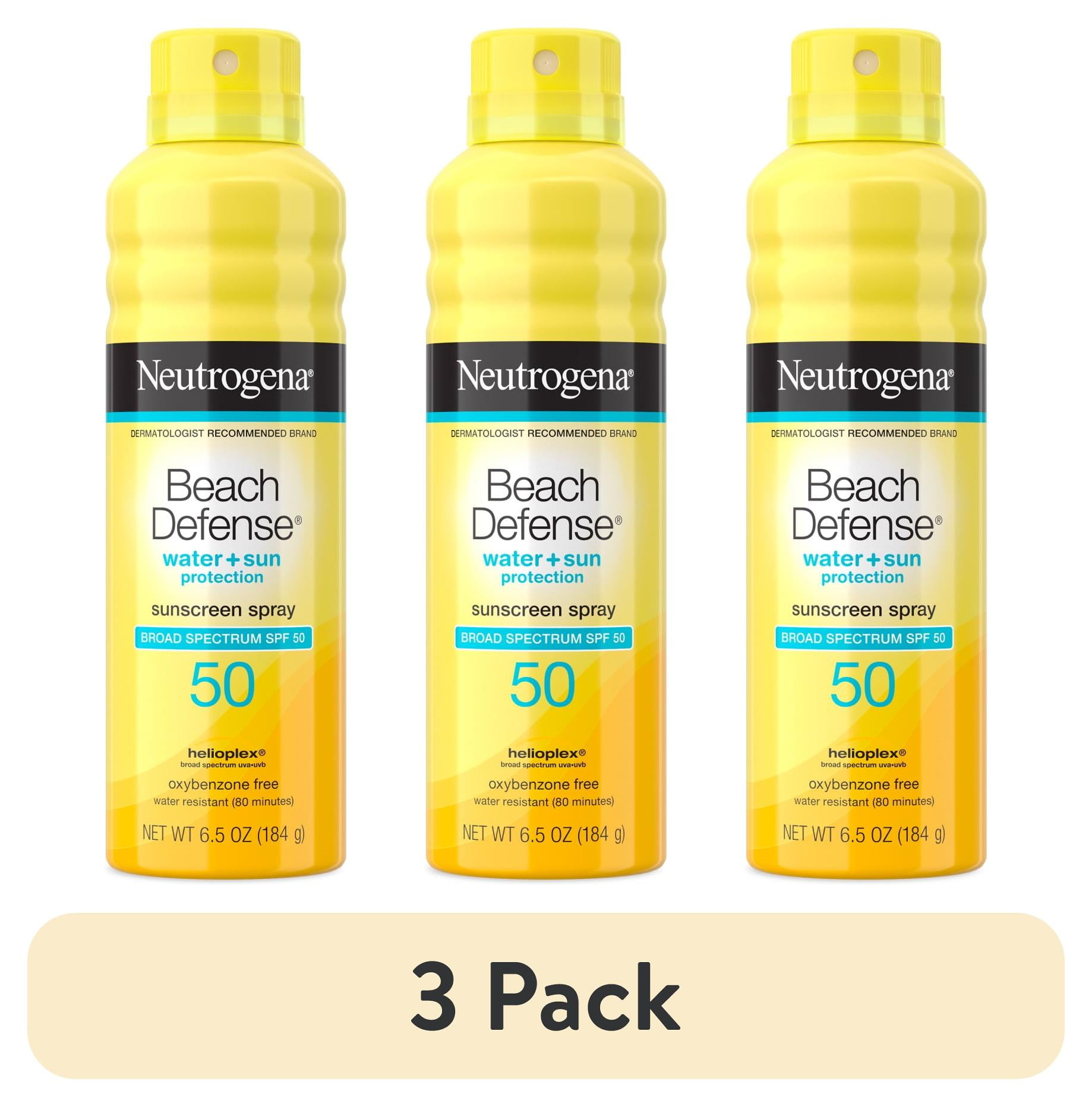 (3 pack) Neutrogena Beach Defense Spray Body Sunscreen, SPF 50, 6.5 oz ...