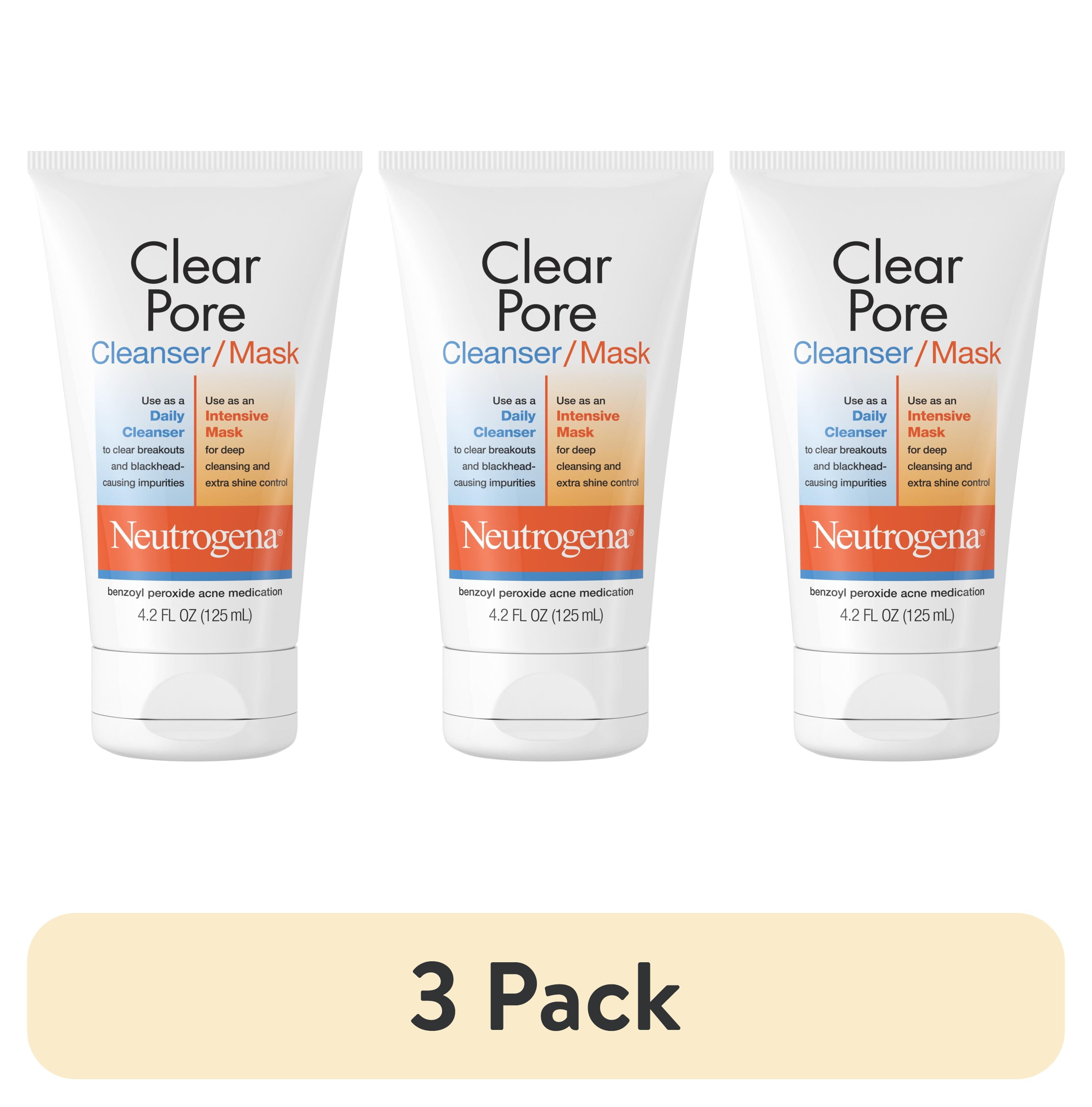 (3 pack) Neutrogena Clear Pore 3.5% Benzoyl Peroxide Face Wash & Acne ...