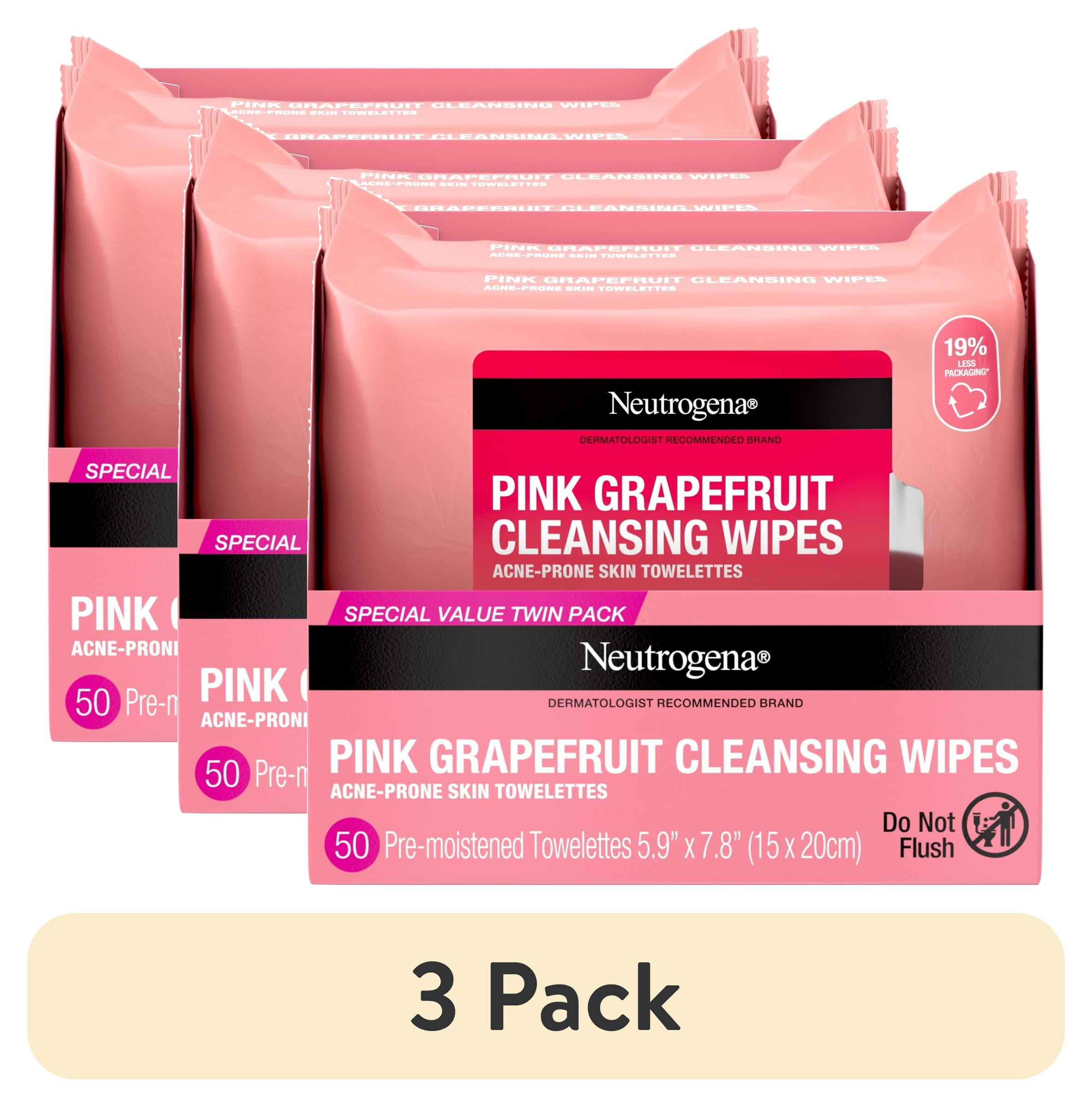 (3 pack) Neutrogena Makeup Remover Cleansing Wipes, Pink Grapefruit, 2 ...