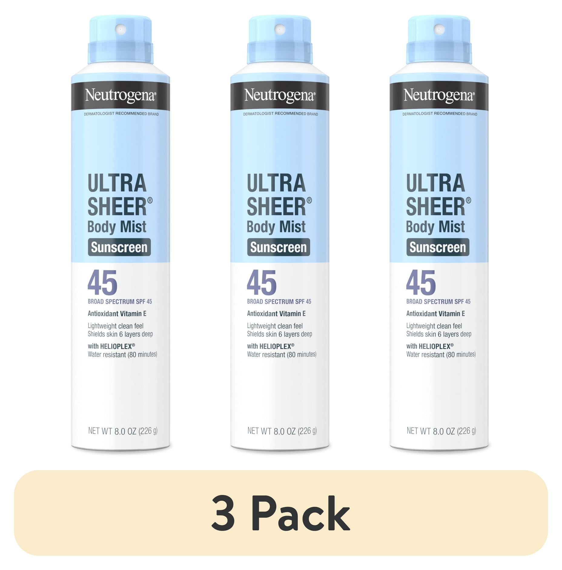(3 pack) Neutrogena Ultra Sheer Sunscreen Spray, Lightweight, Family ...