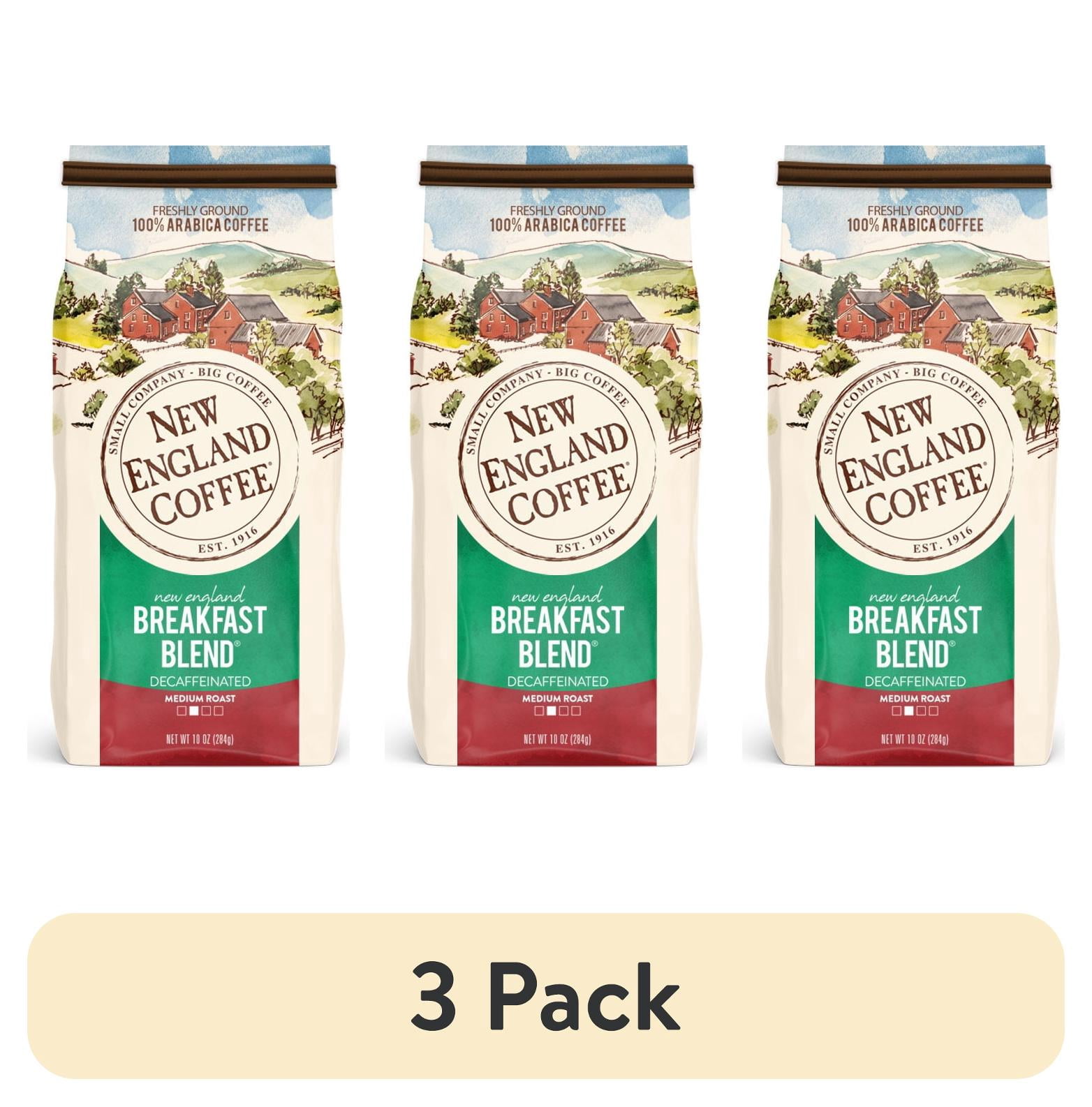 (3 pack) New England Coffee Decaffeinated Breakfast Blend Medium Roast ...