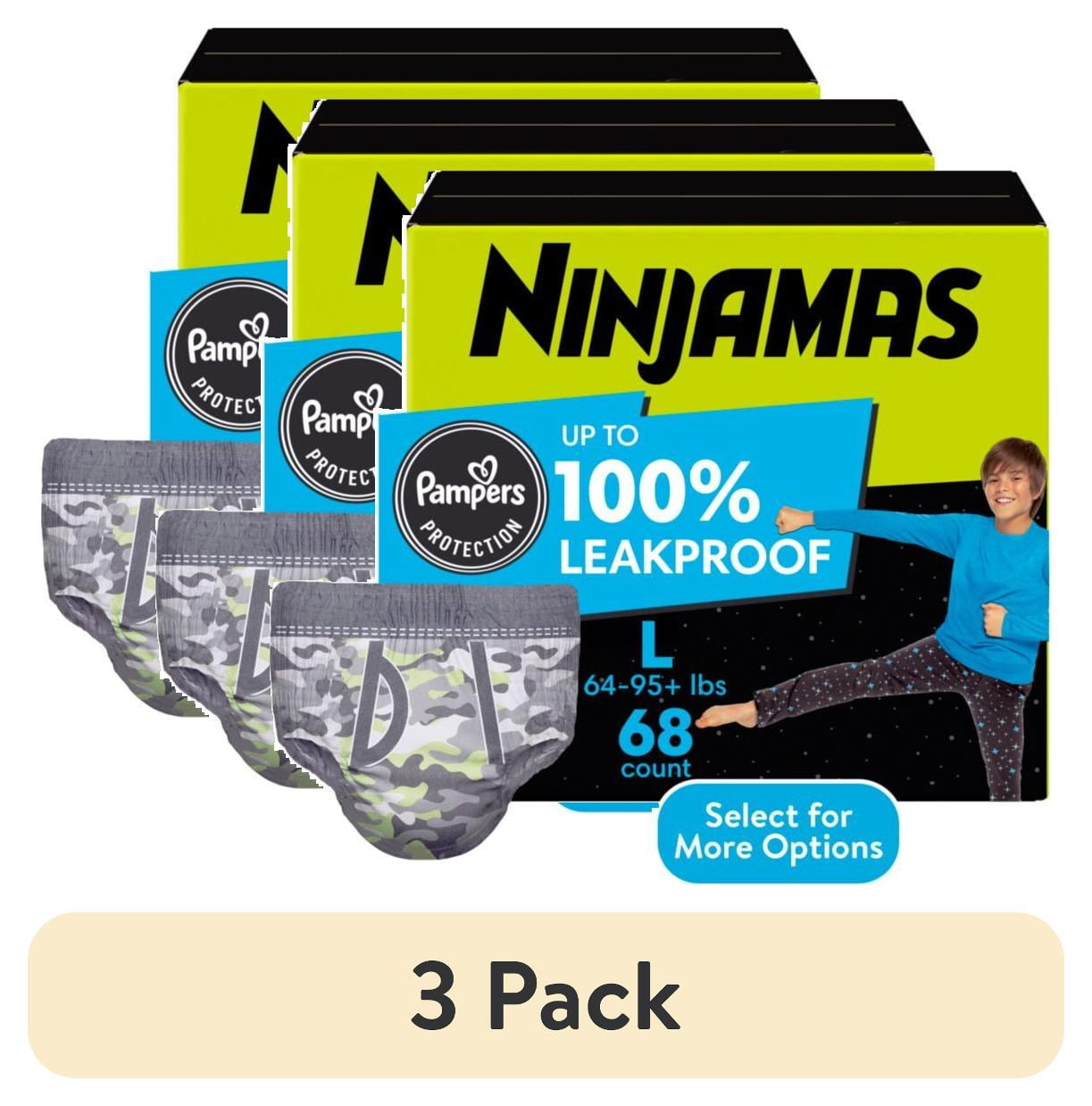 (3 pack) Ninjamas Boys Bedwetting Nighttime Underwear, Size L (64-95 ...