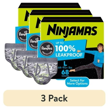 (2 pack) Ninjamas Girls Bedwetting Nighttime Underewar, Size L (64-95 ...