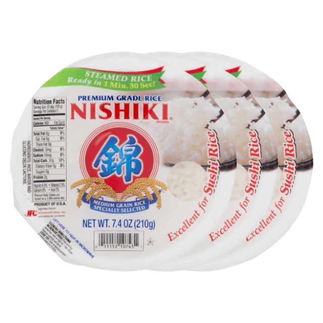 (3-pack) Nishiki Premium Grade White Rice, Steamed, 7.4 oz - Walmart.com