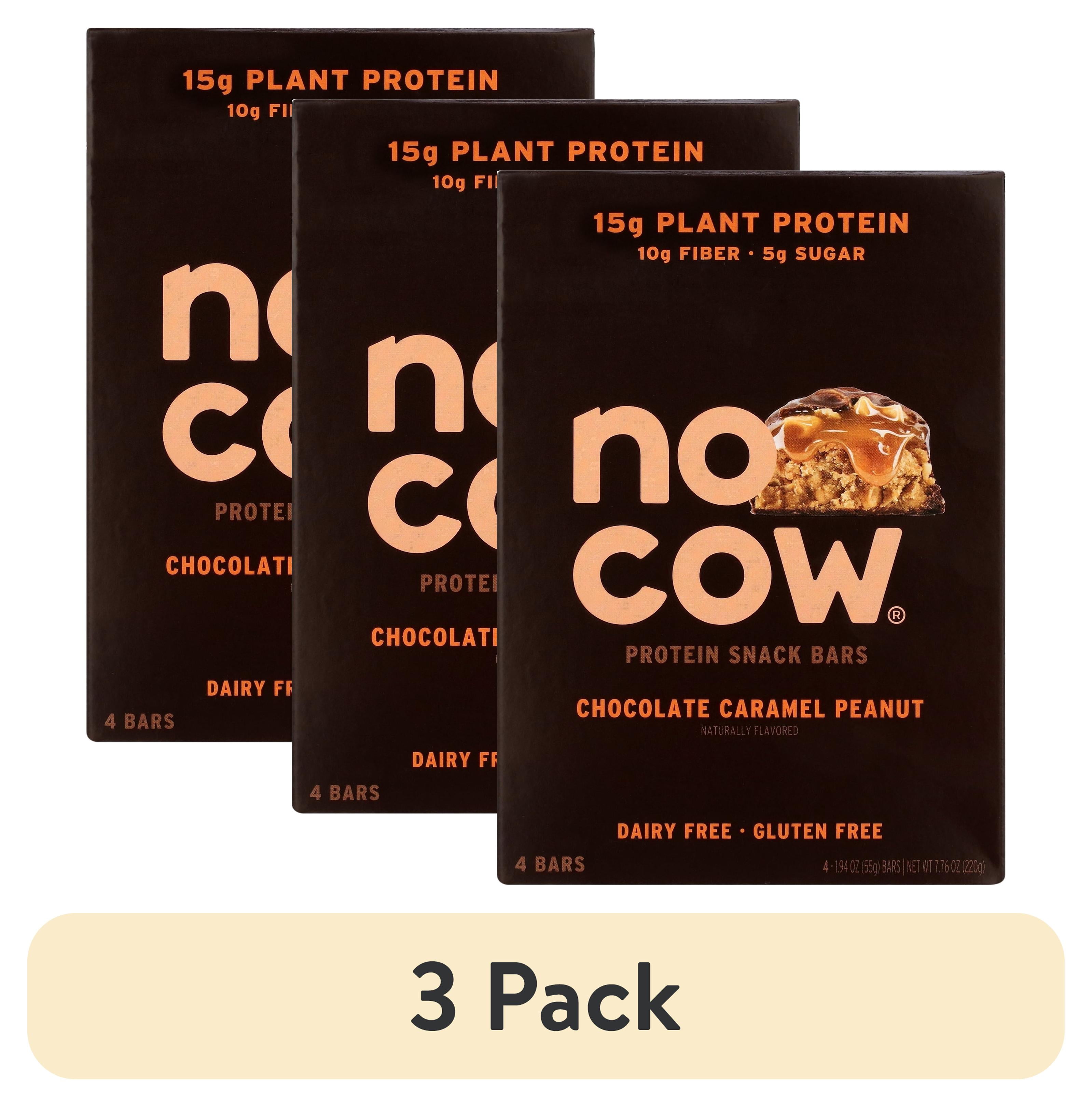 (3 pack) No Cow Protein Snack Bars, Chocolate Caramel Peanut, 4 Pack ...