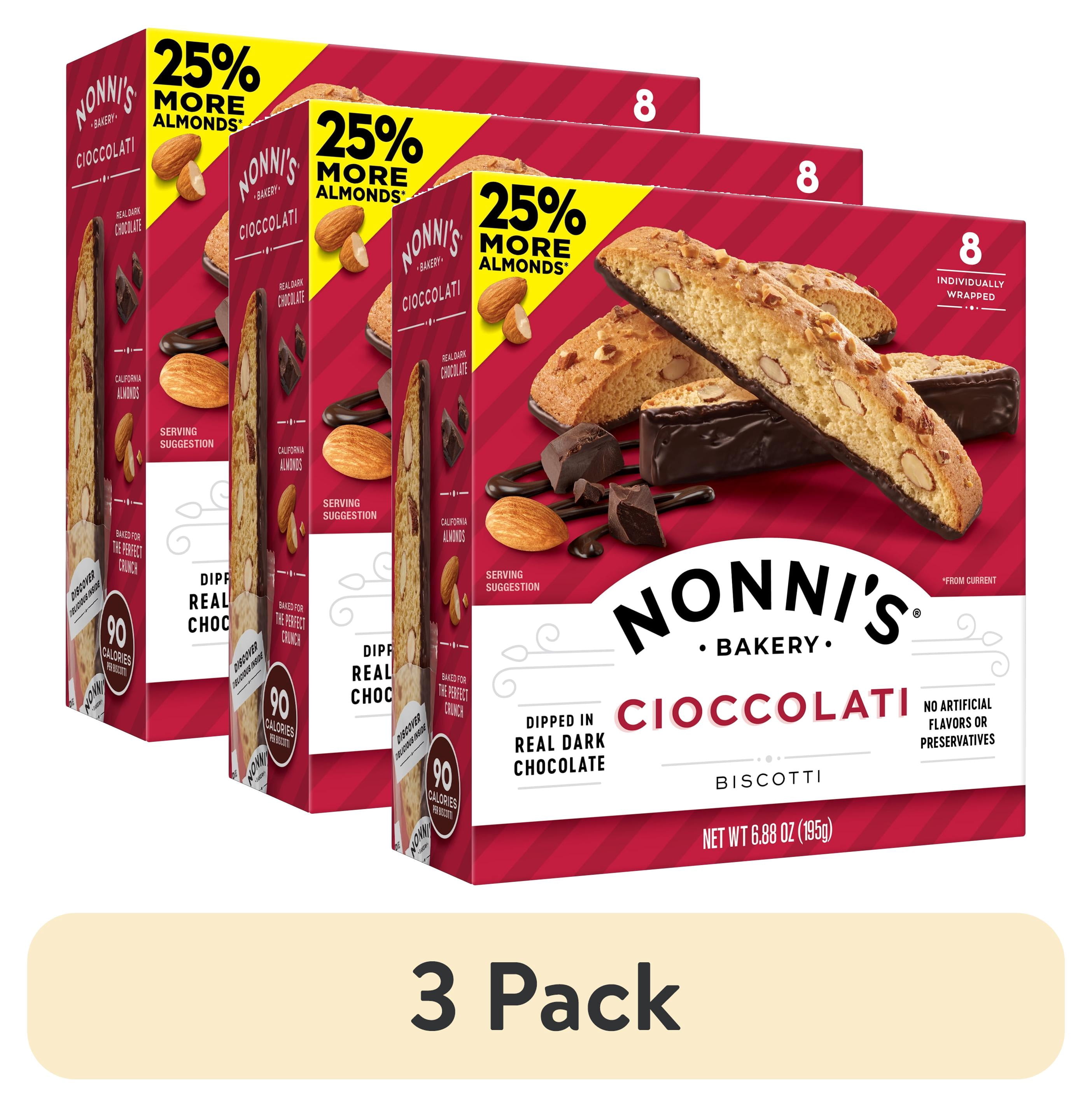 (3 pack) Nonni's Bakery, Cioccolati Almond Biscotti, Individually ...