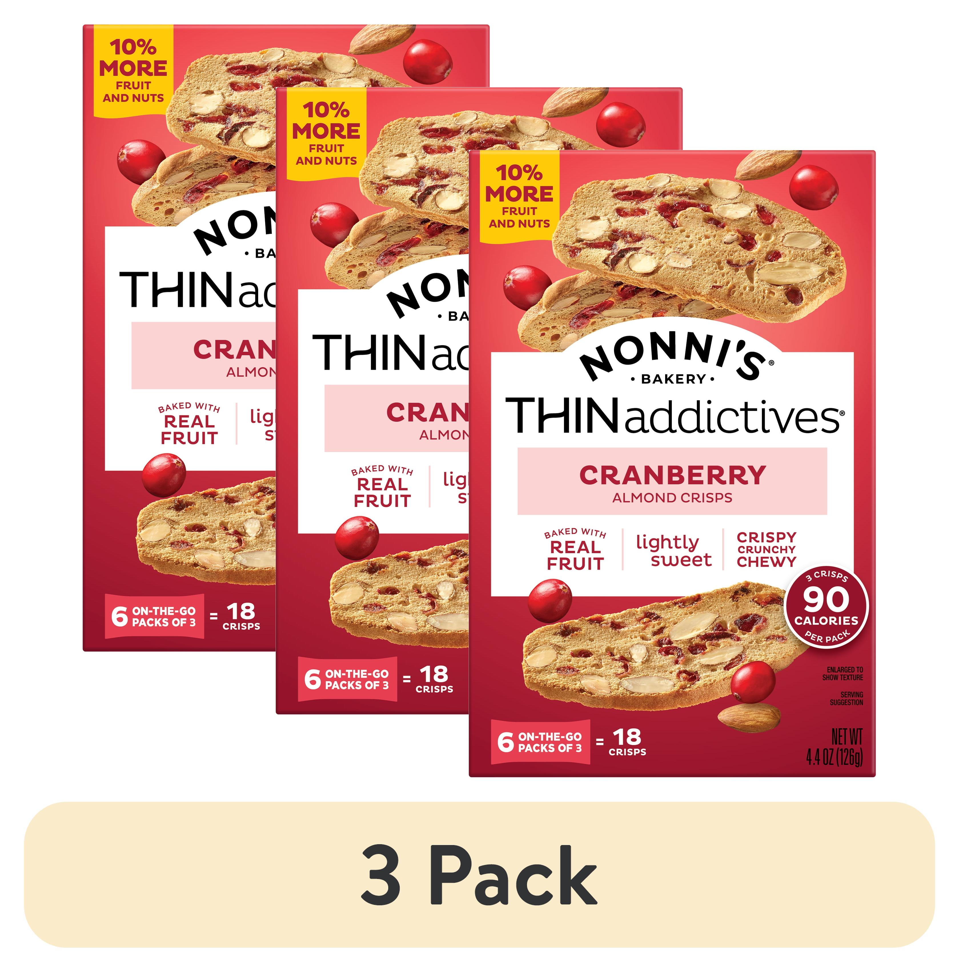 (3 pack) Nonni's THINaddictives Cranberry Almond Thin Cookies, 18 Count ...