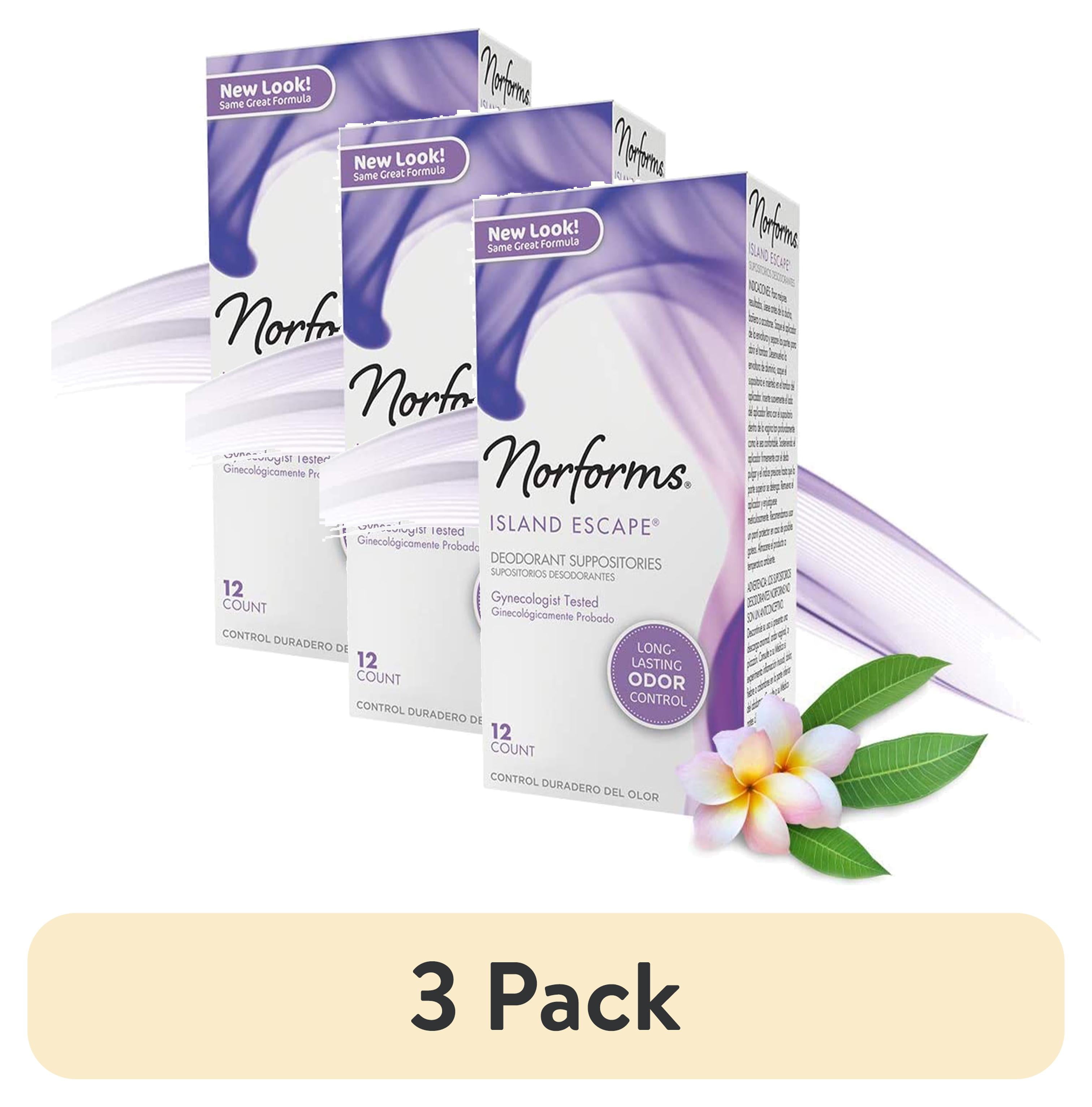 (3 pack) Norforms Feminine Deodorant Suppositories, Island Escape, 12 ...