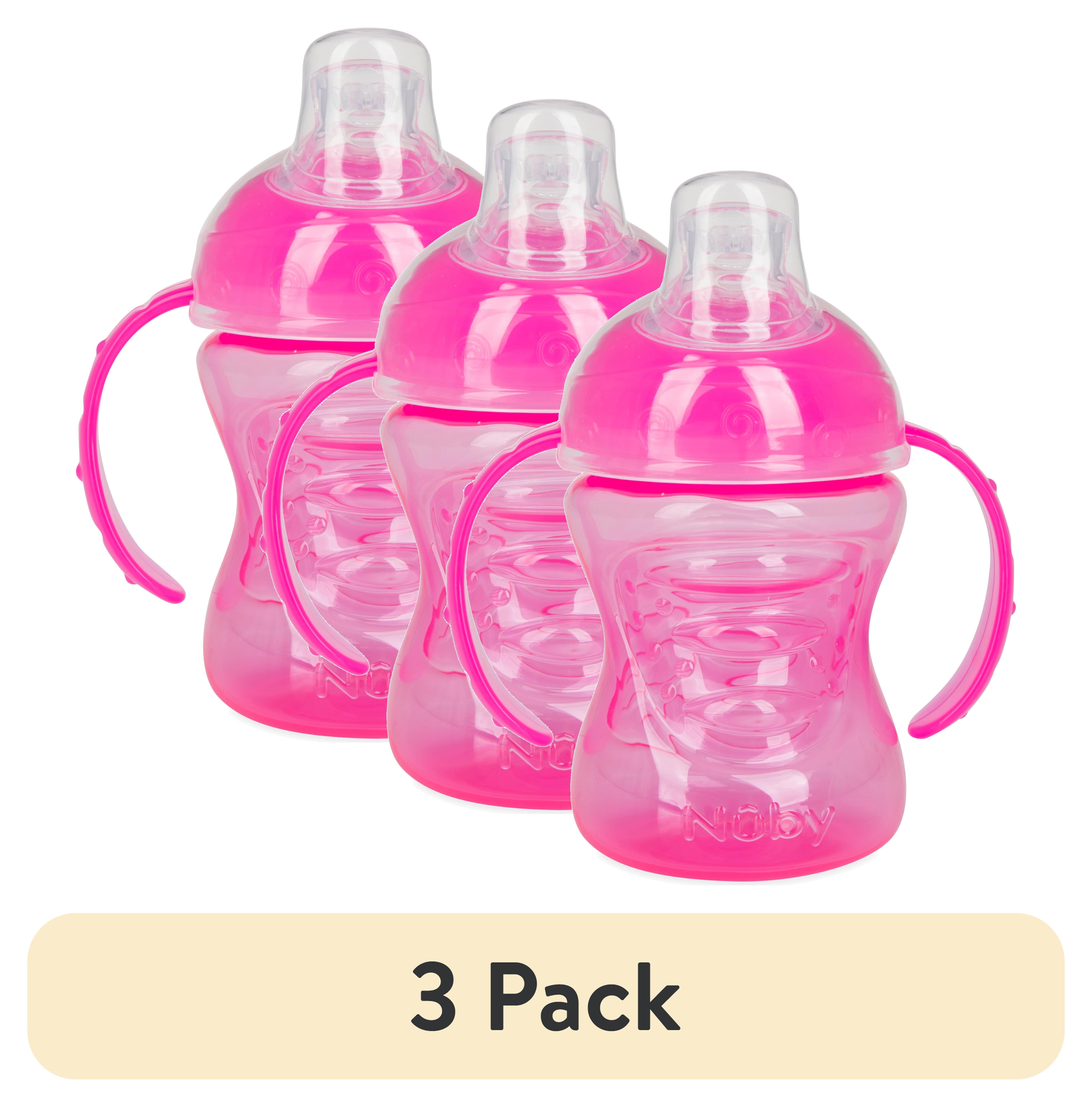 (3 pack) Nuby No-Spill Grip N' Sip Pink Soft Spout Sippy Cup, 8 fl oz - Walmart.com