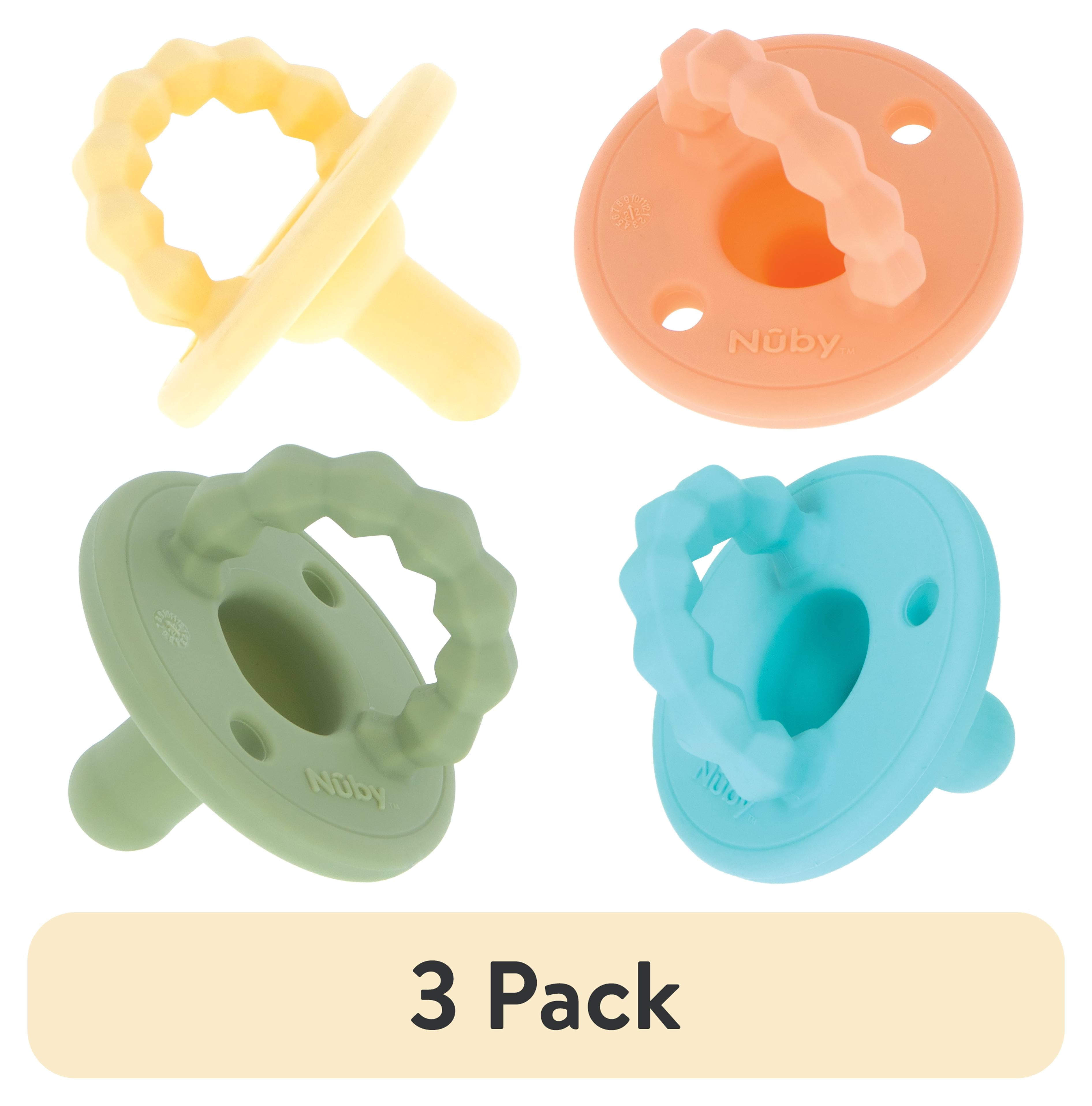 (3 pack) Nuby Softees Pacifier and Teether for Babies, 4 Pack Infant ...