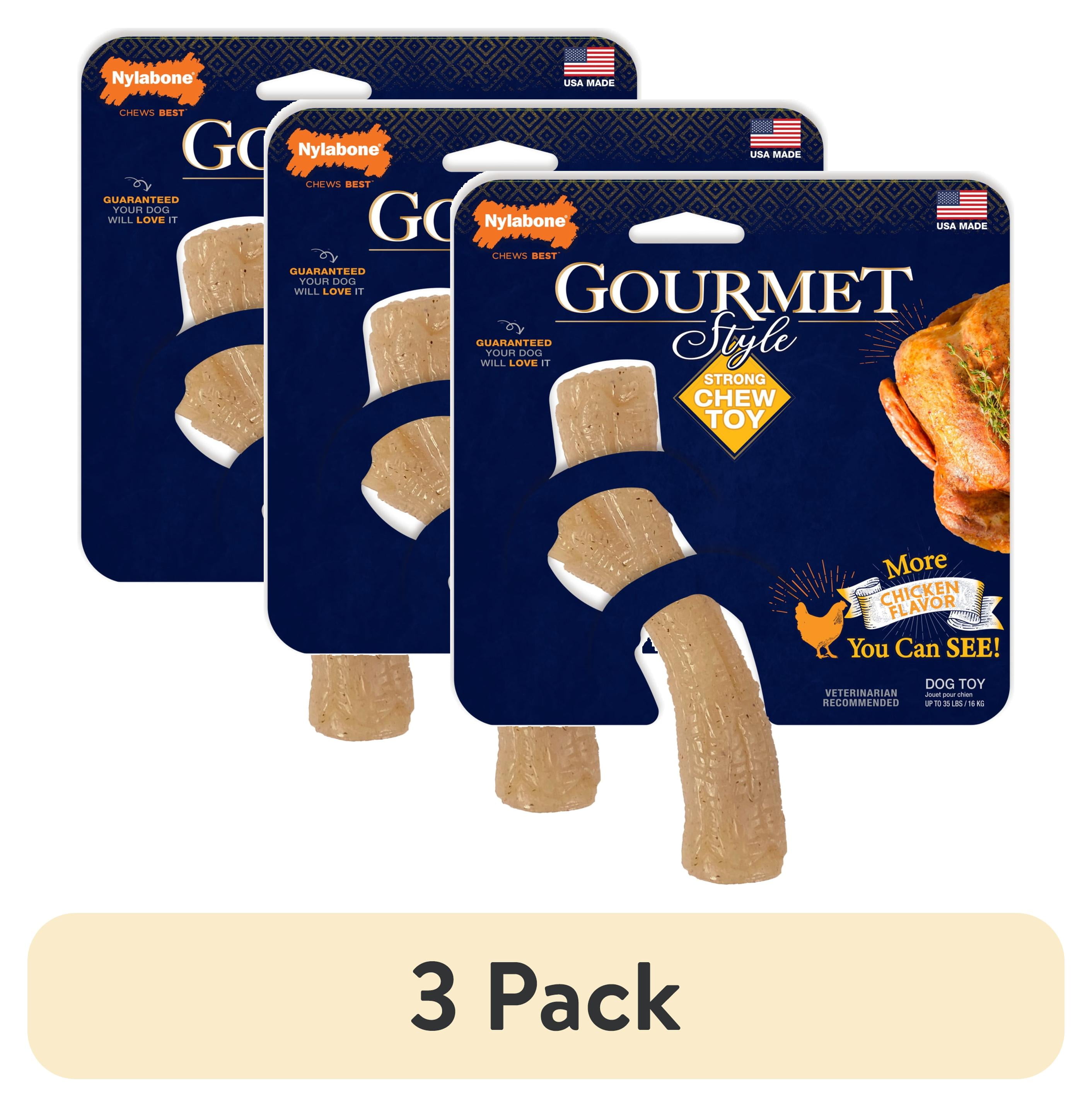(3 pack) Nylabone Gourmet Style Dog Chew Toy Stick, Chicken, Medium (up ...