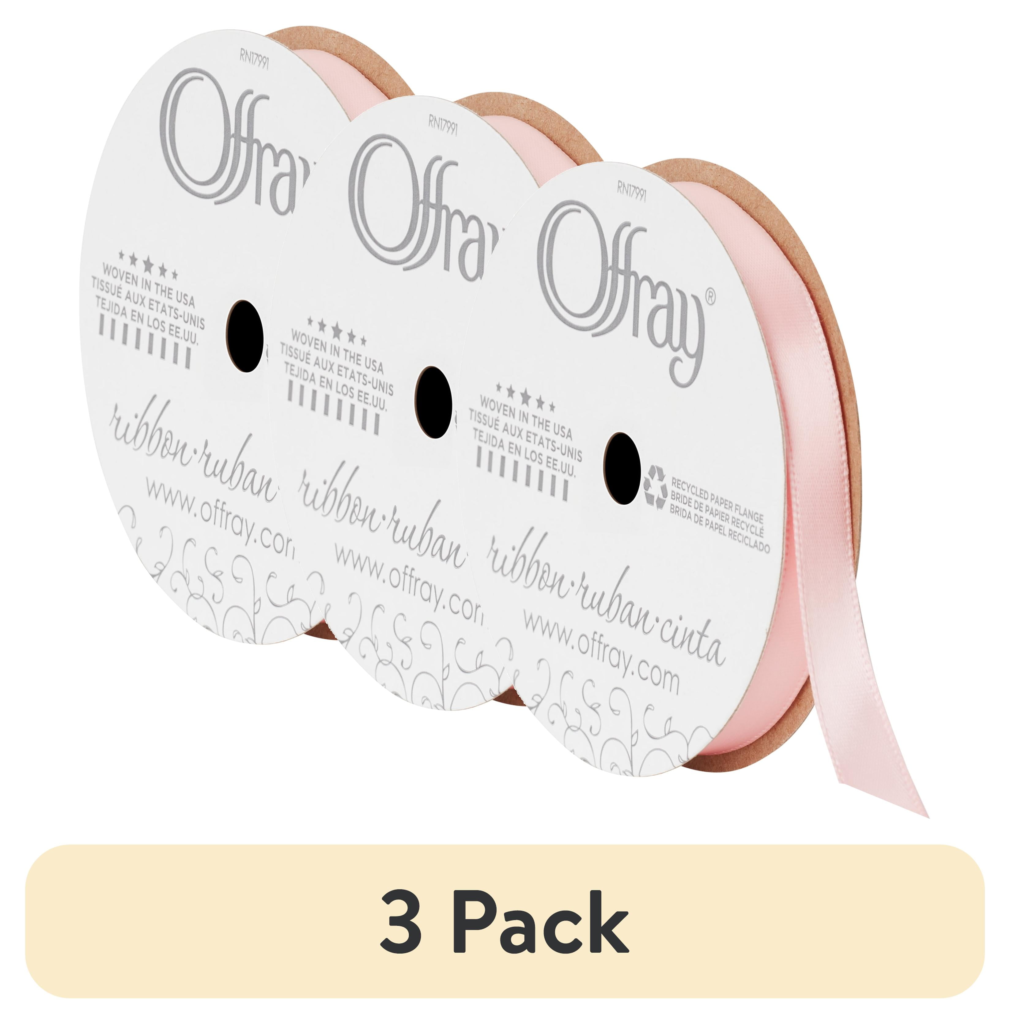 (3 pack) Offray ribbon single face satin 3/8 inches carnation pink ...