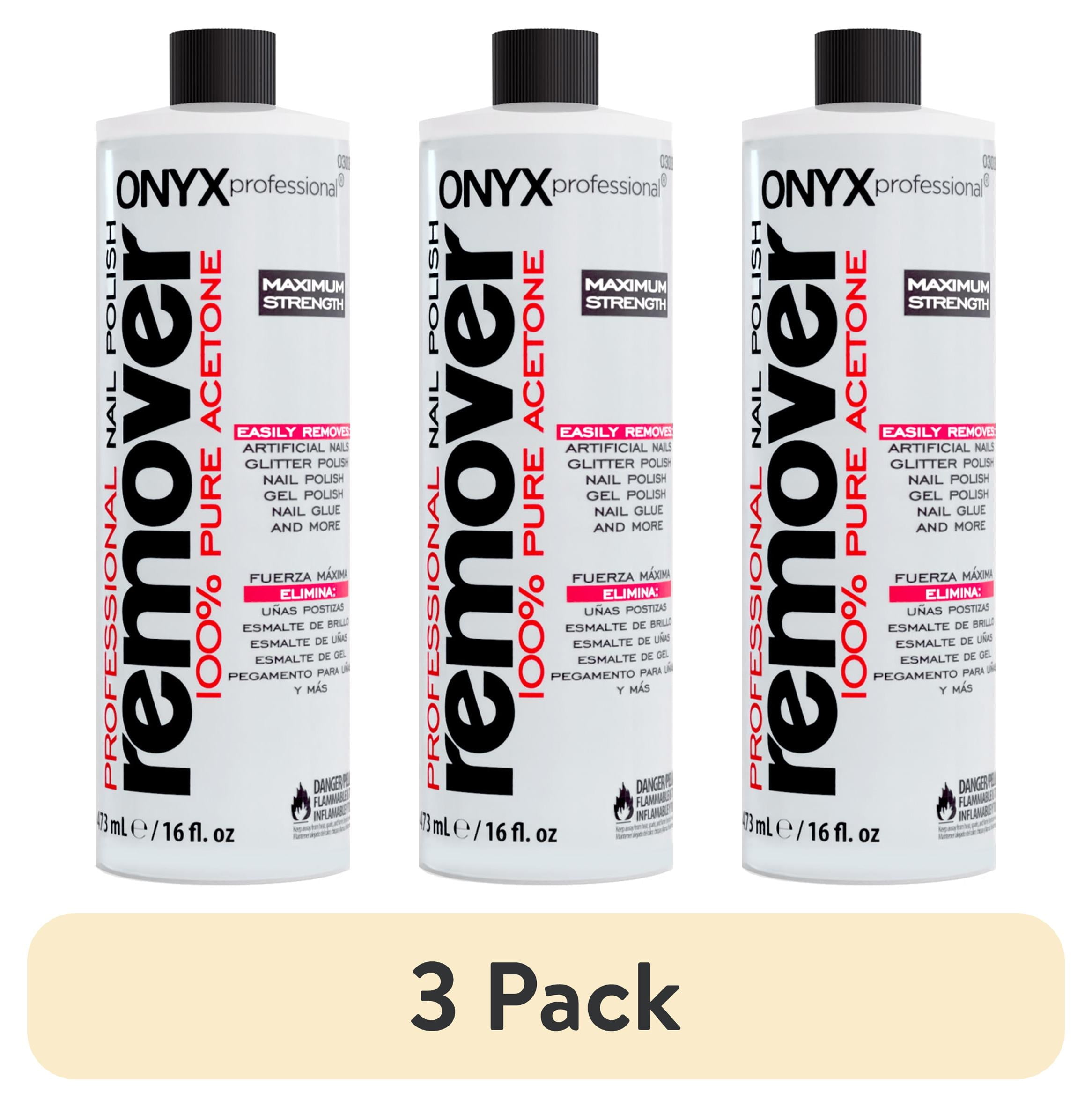 (3 pack) ONYX Professional 100% Acetone* Nail Polish Remover 16 fl oz ...