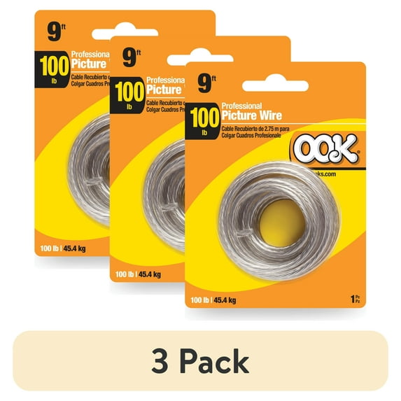 (3 pack) OOK 9 Foot Professional Hanging Wire, Steel with Plastic ...