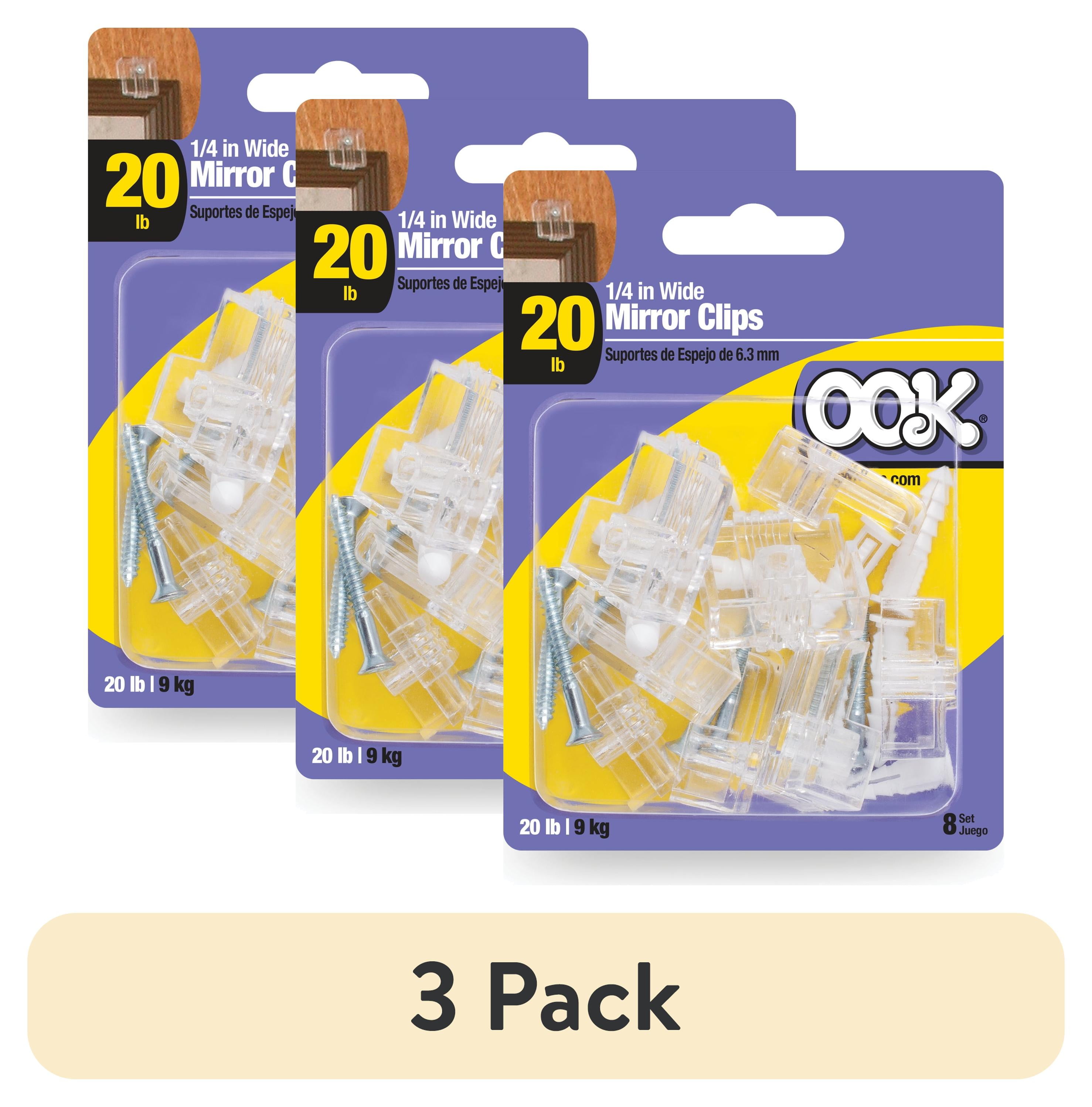 (3 pack) Ook Wide Mirror Clip Holders, Large Mirror Hangers, 20 lbs ...