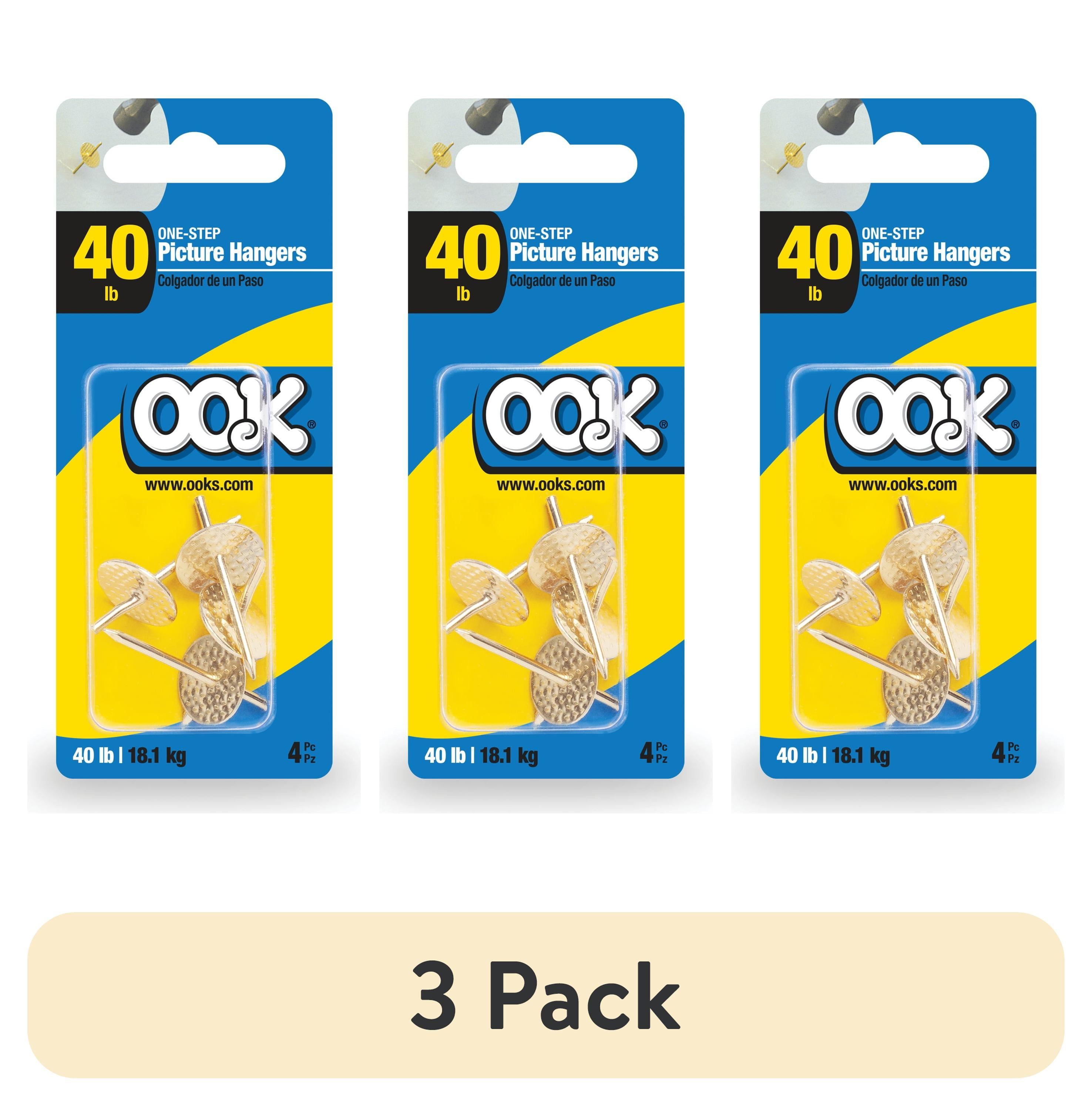 (3 pack) OOK One Step Hanger Brass Finish, Steel (40lb) 4 Pack ...
