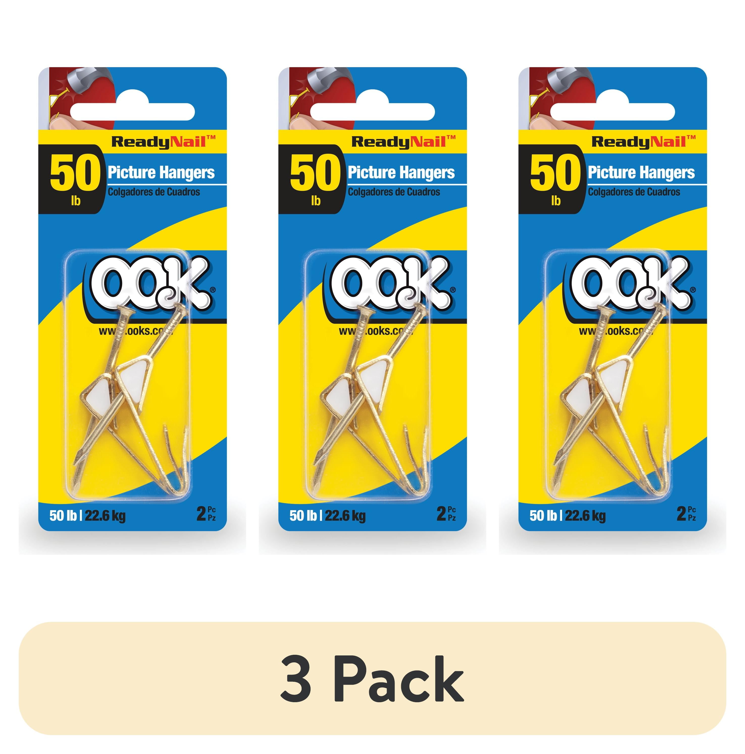 (3 pack) Ook Picture Hangers, ReadyNail, 50 lbs, for Drywall and Wood ...