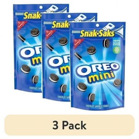 (3 pack) OREO, Mini Chocolate Sandwich Cookies, Baked, Snak-Saks, 8 oz ...