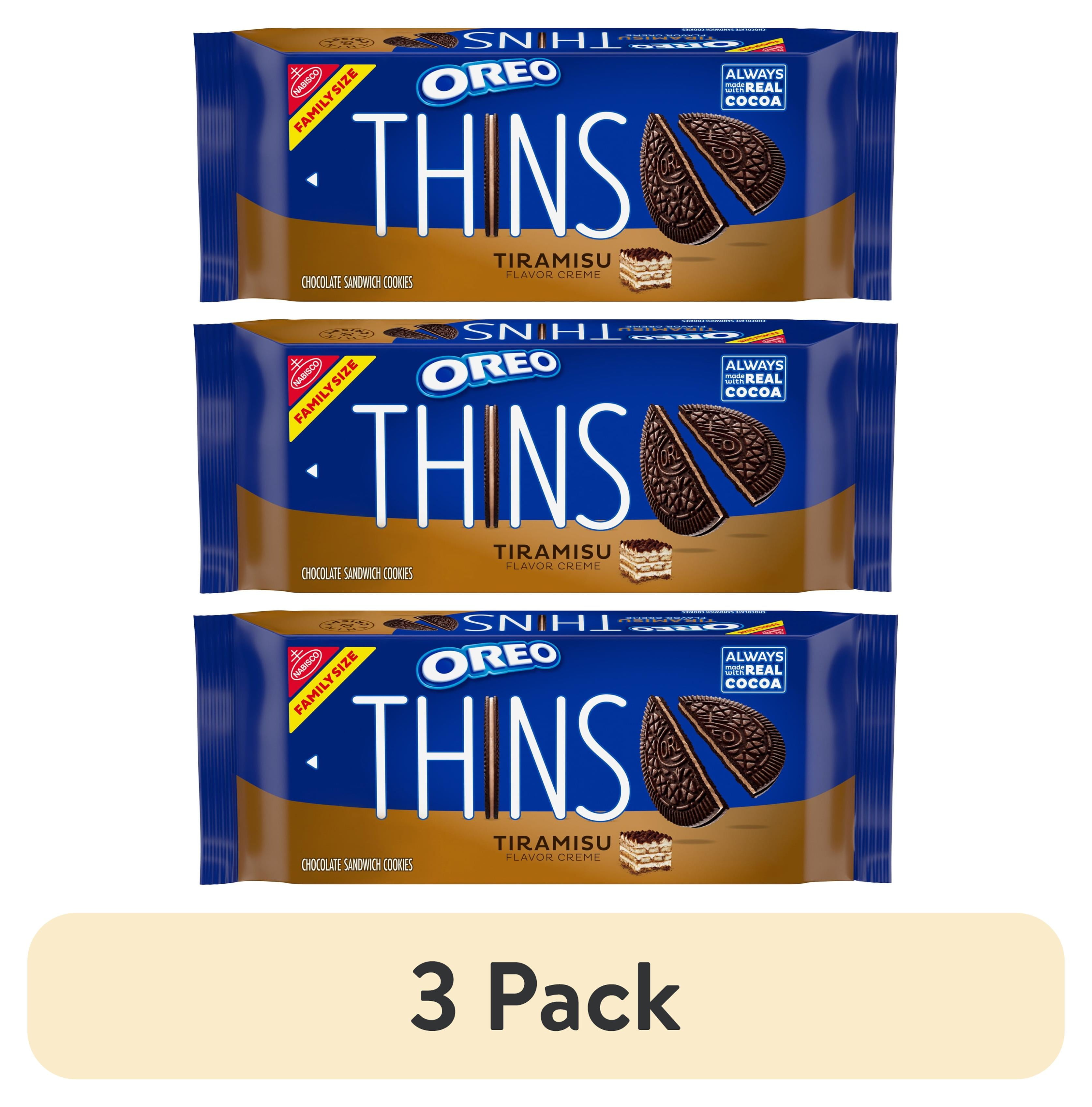(3 pack) OREO Thins Tiramisu Creme Chocolate Sandwich Cookies, Family ...