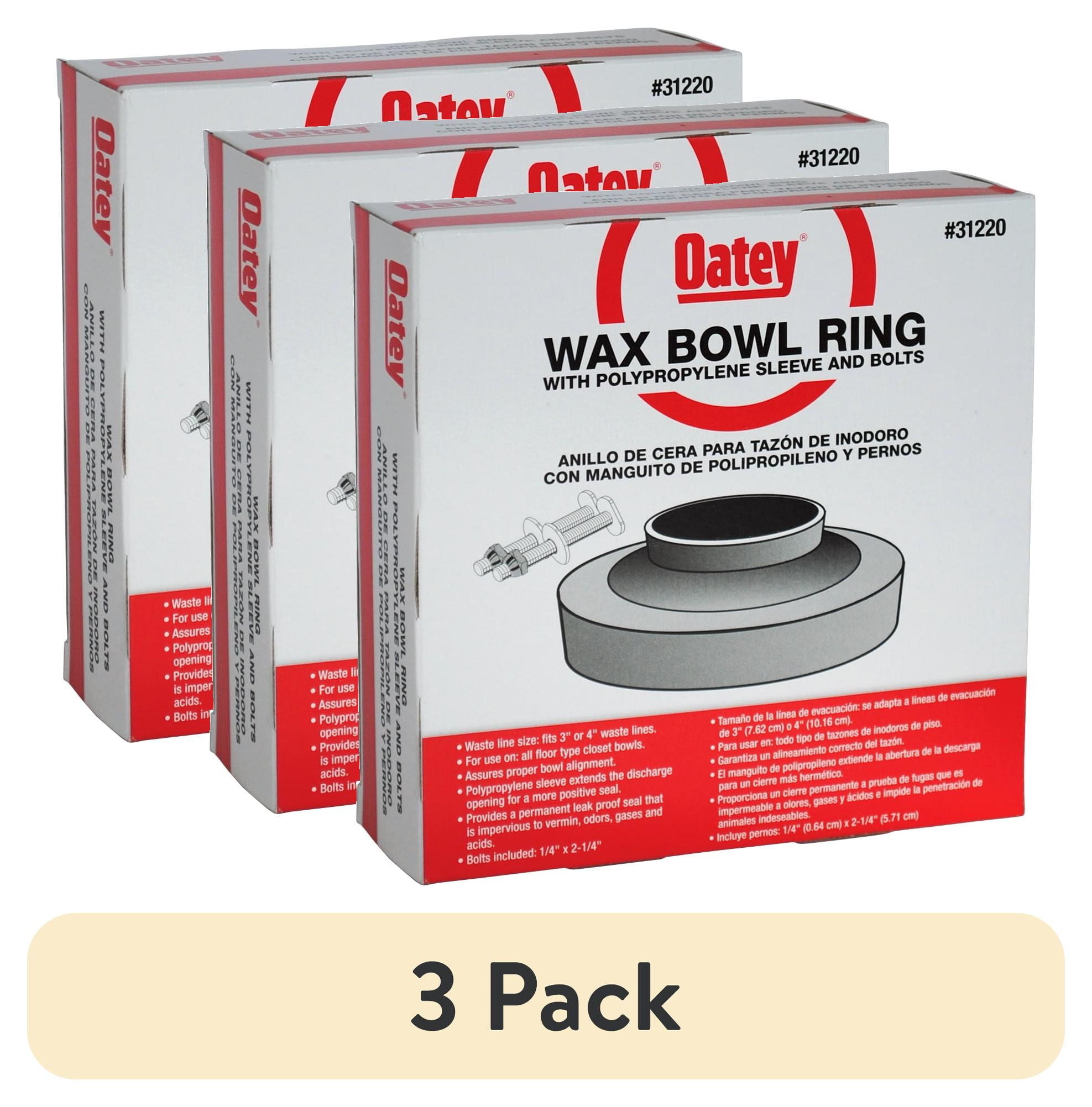(3 pack) Oatey Leak-Proof Petroleum Toilet Wax Bowl Ring with ...