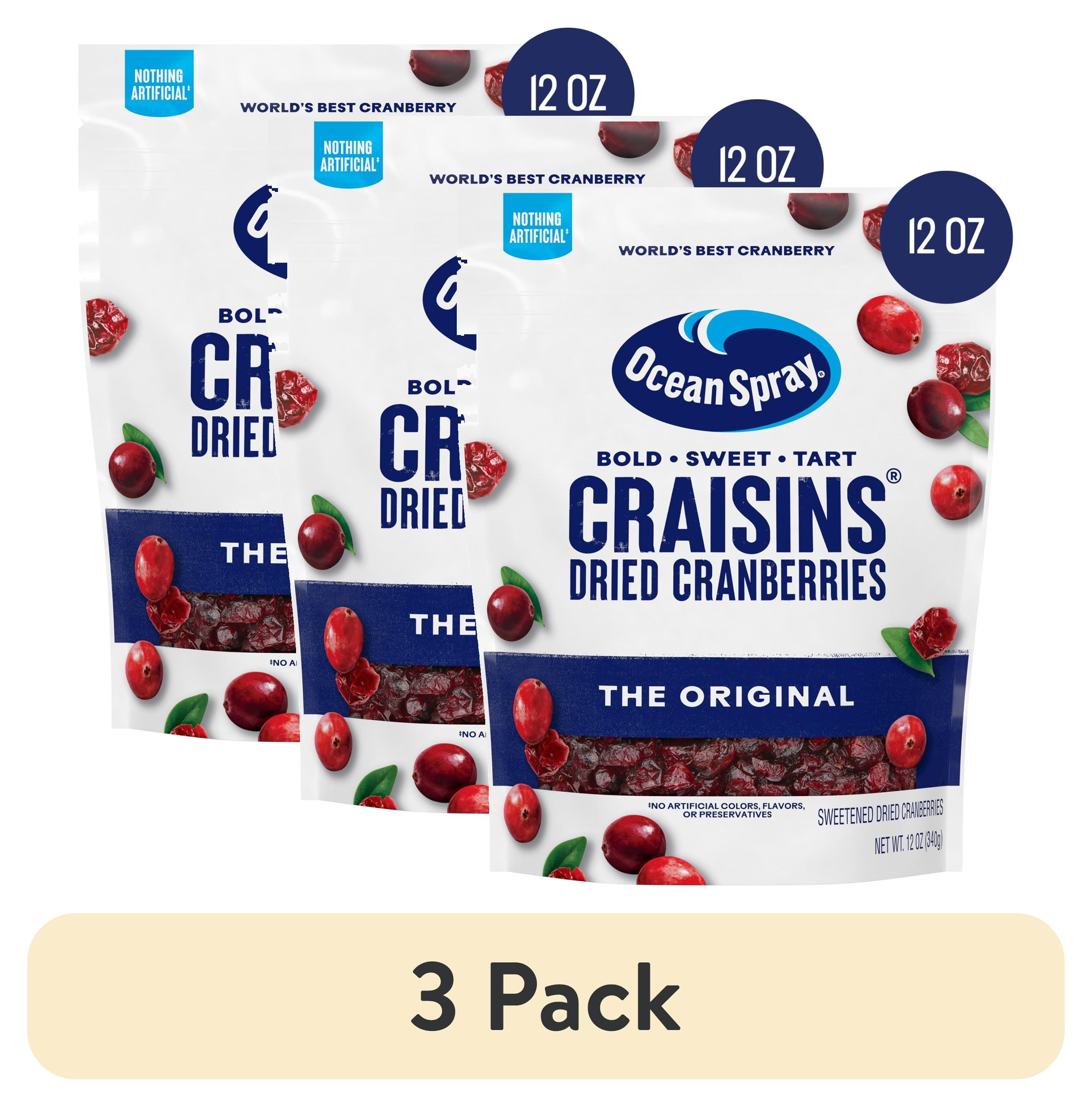(3 pack) Ocean Spray® Craisins® Original Dried Cranberries, Dried Fruit ...