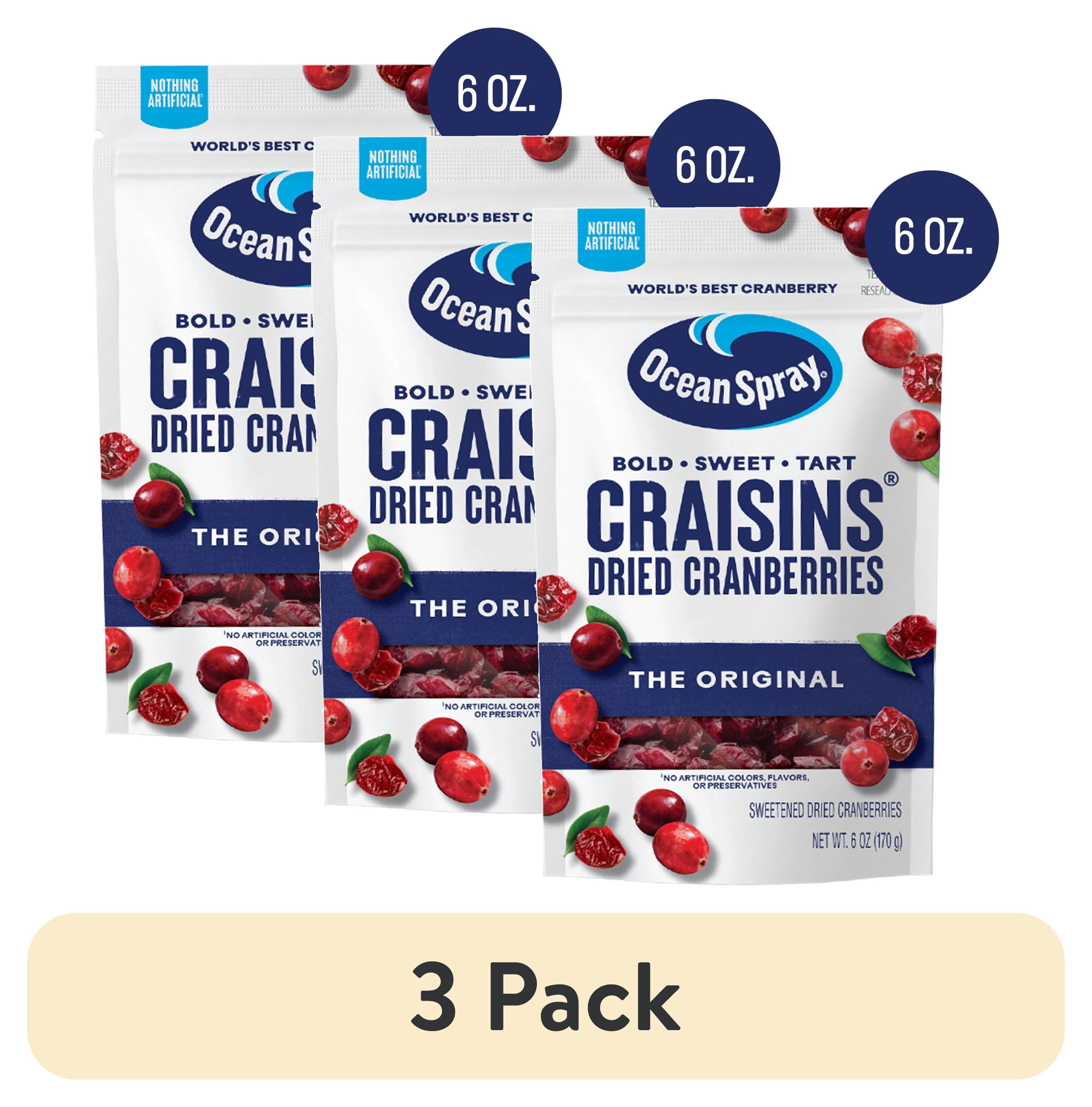 (3 pack) Ocean Spray® Craisins® Original Dried Cranberries, Dried Fruit ...