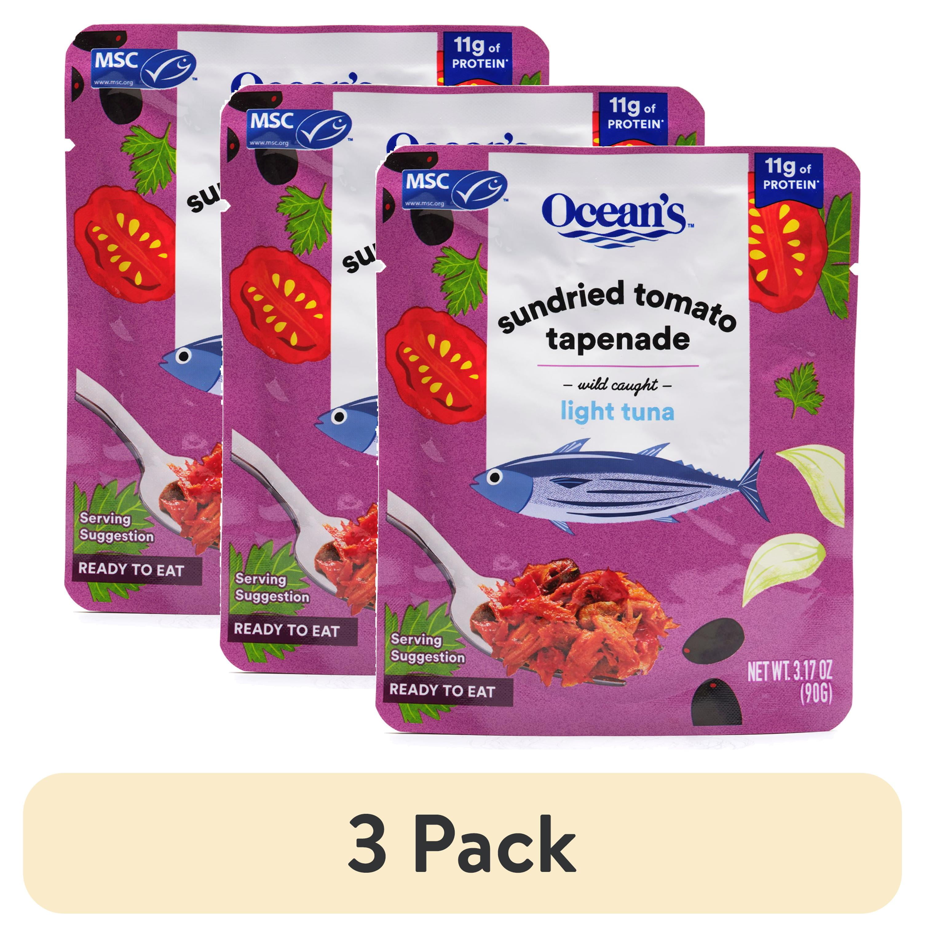(3 pack) Ocean's Wild Caught Light Tuna, Sundried Tomato Tapenade, 11g ...