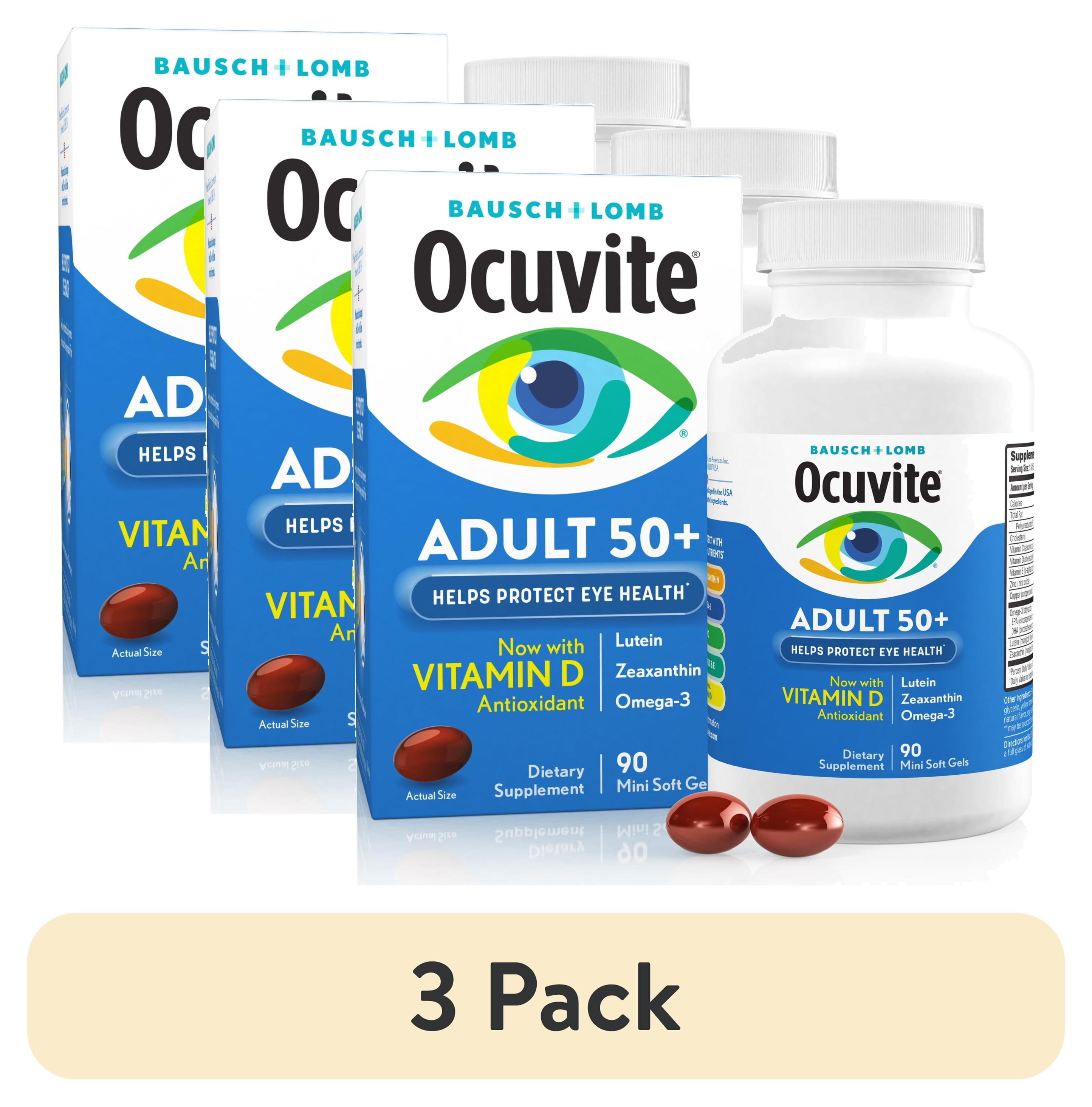(3 pack) Ocuvite Adult 50 Plus Eye Vitamins and Minerals with Lutein ...