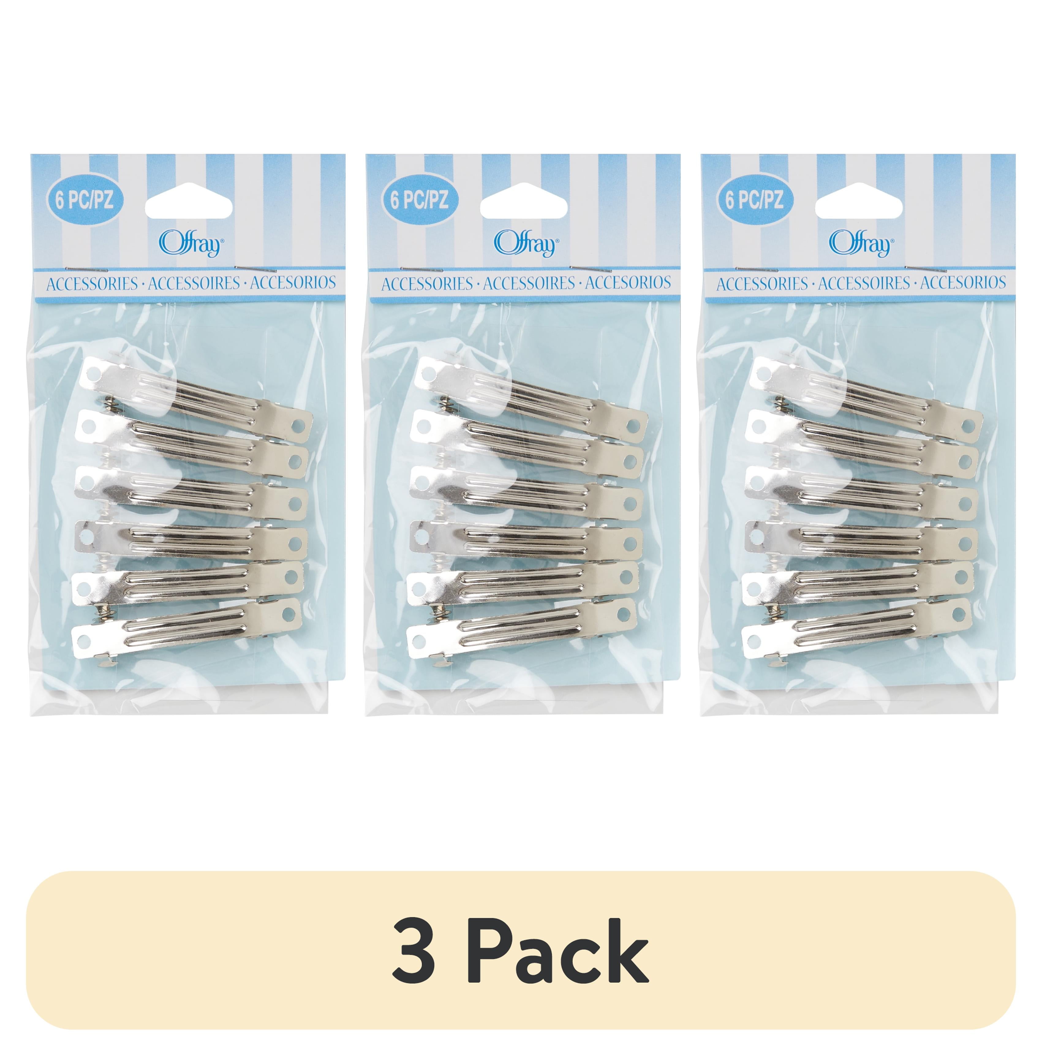 (3 pack) Offray Accessories, Silver Small Metal Rectangle Hair Clips ...