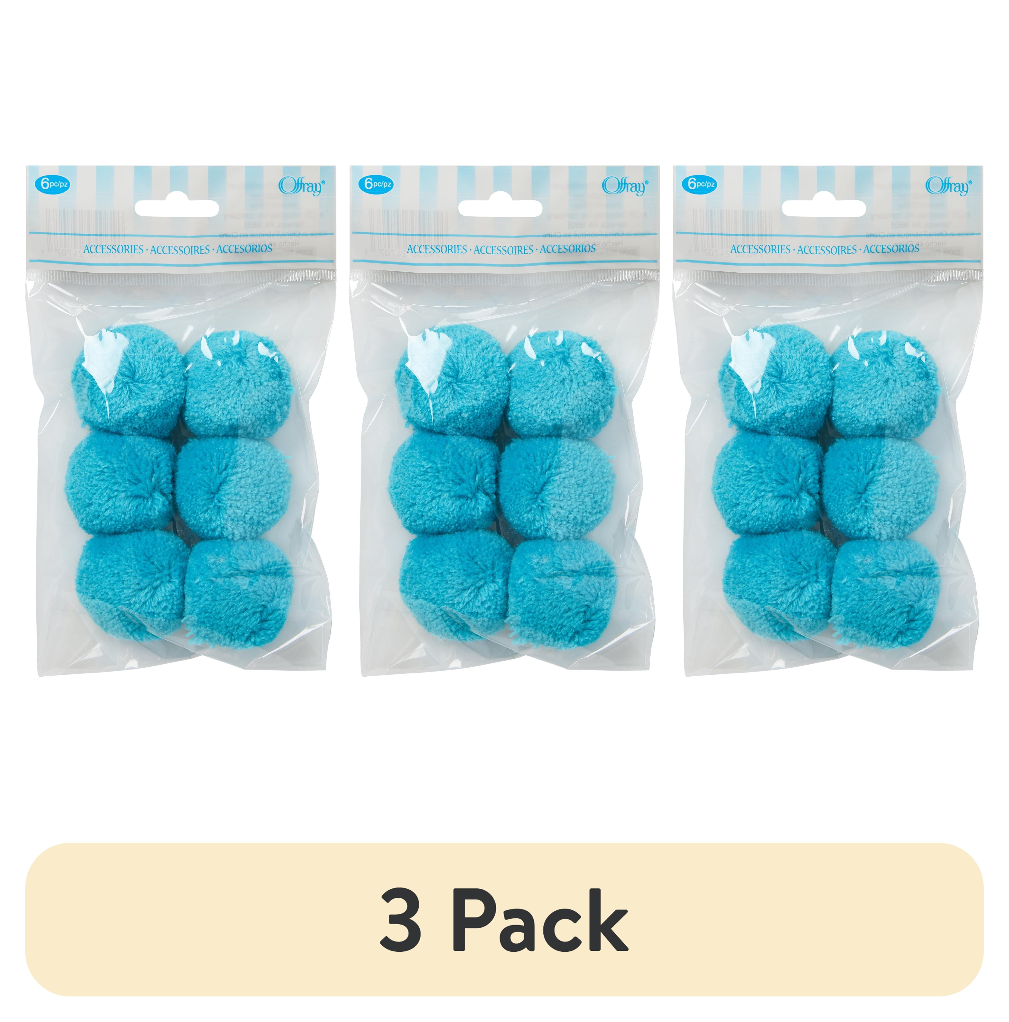 (3 pack) Offray Blue 1 1/2" Acrylic Yarn Pom Poms Great for Decorating ...