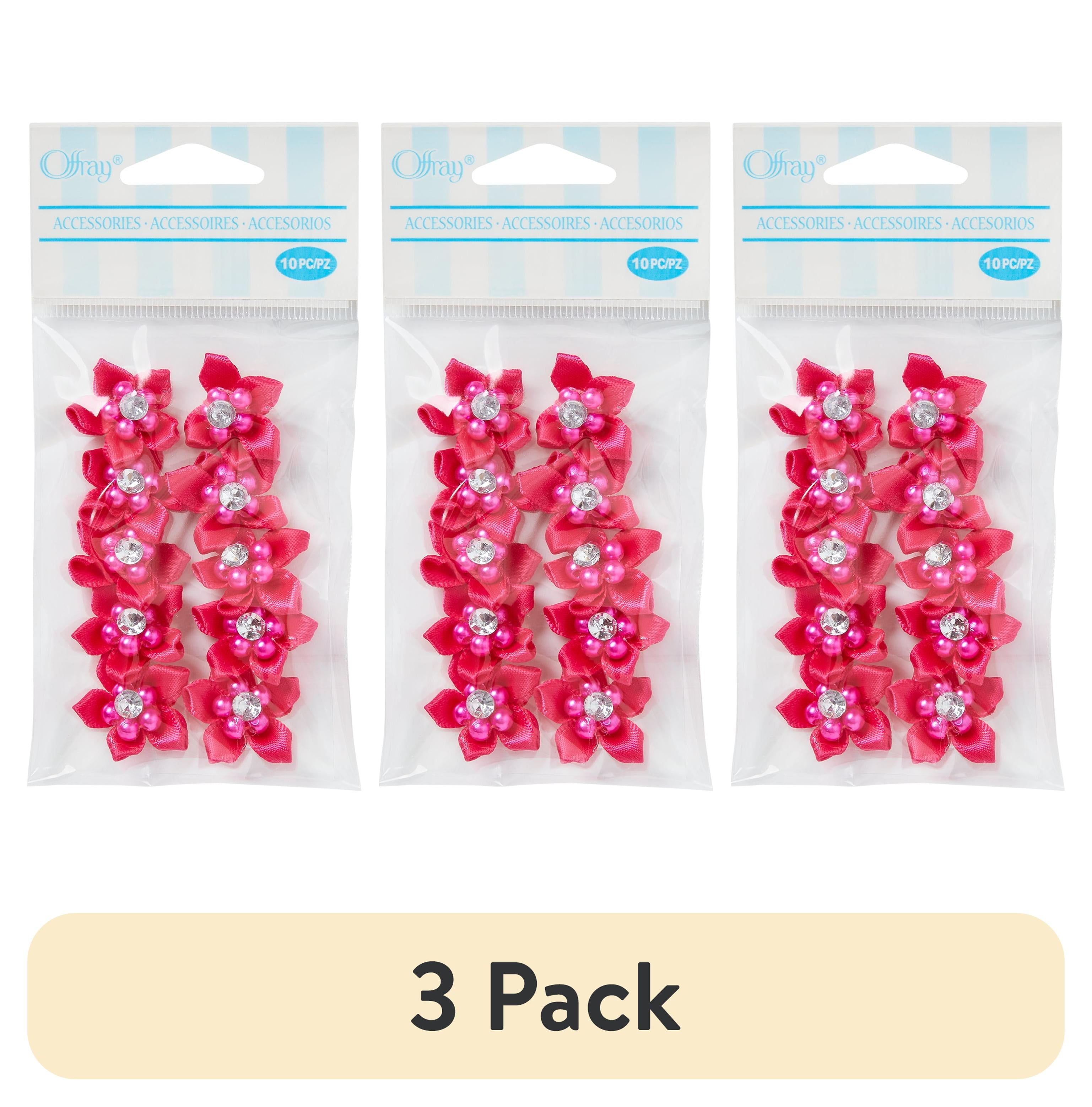 (3 pack) Offray Hot Pink 3/4 inch Value Pack 5 Petal Gem Flower ...