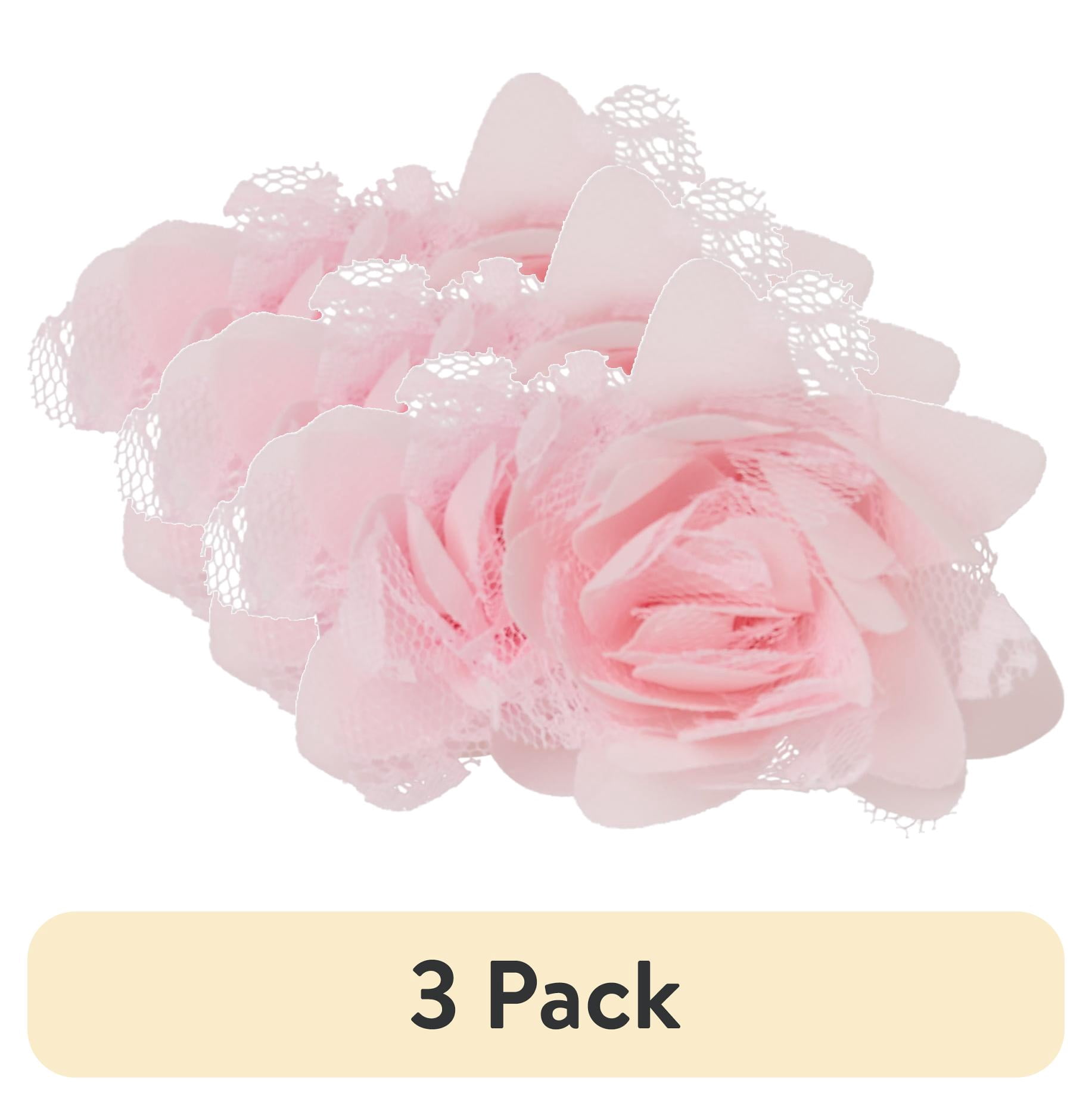(3 pack) Offray Light Pink 4 1/2" Handmade Chiffon Flower With Lace ...