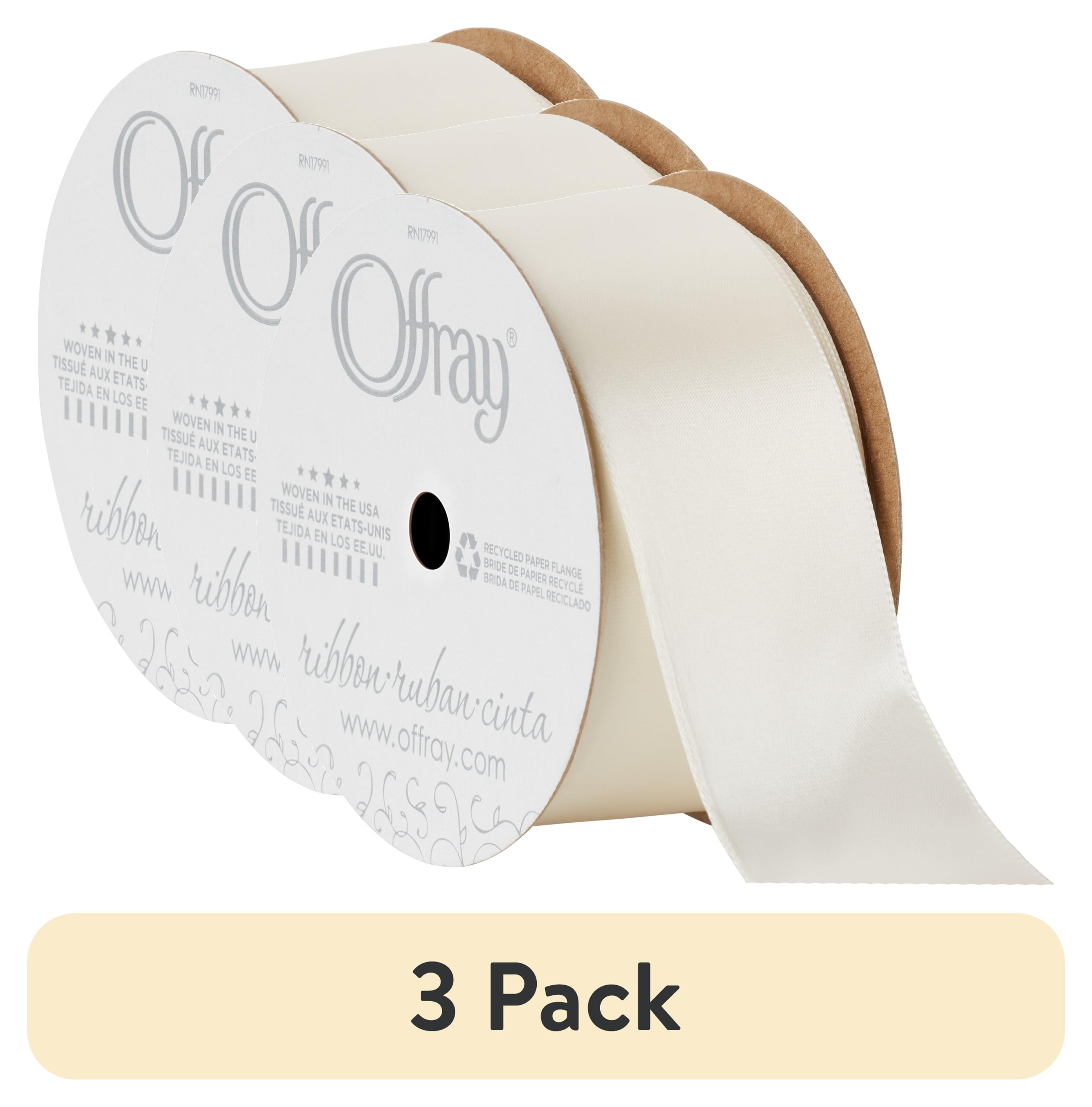 (3 pack) Offray Ribbon, Antique White 1 1/2 inch Single Face Satin ...