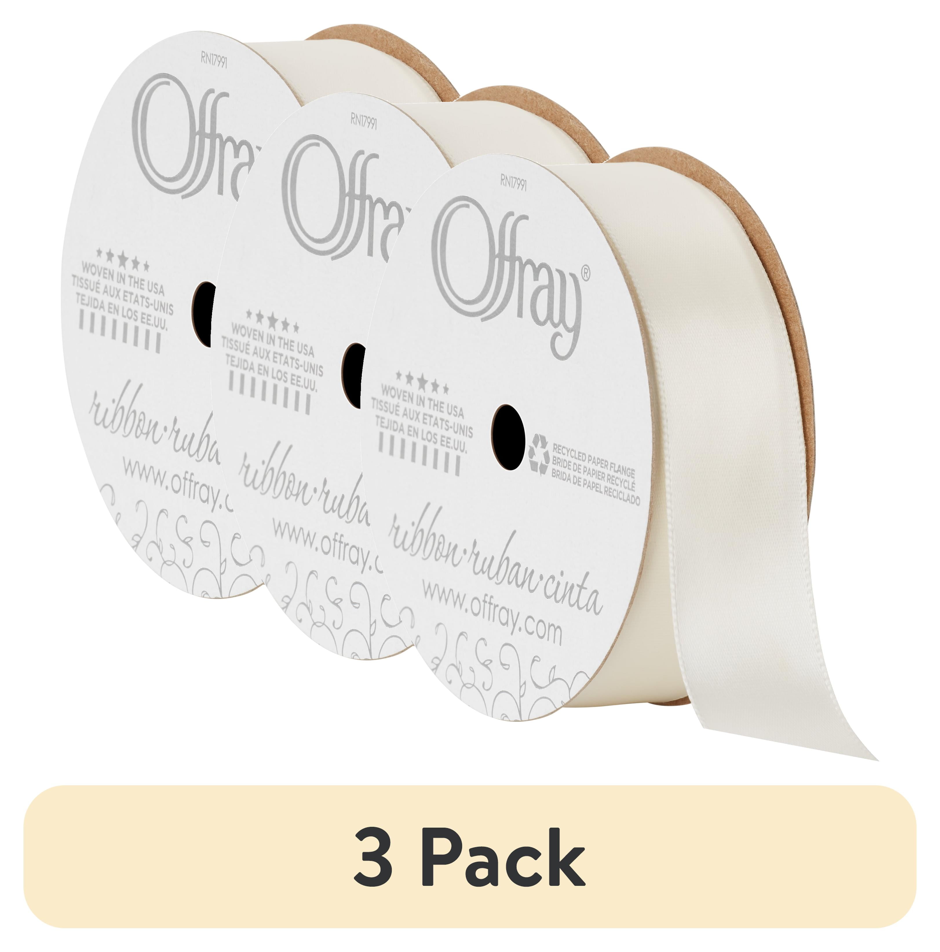 (3 pack) Offray Ribbon, Antique White 7/8 inch Single Face Satin ...