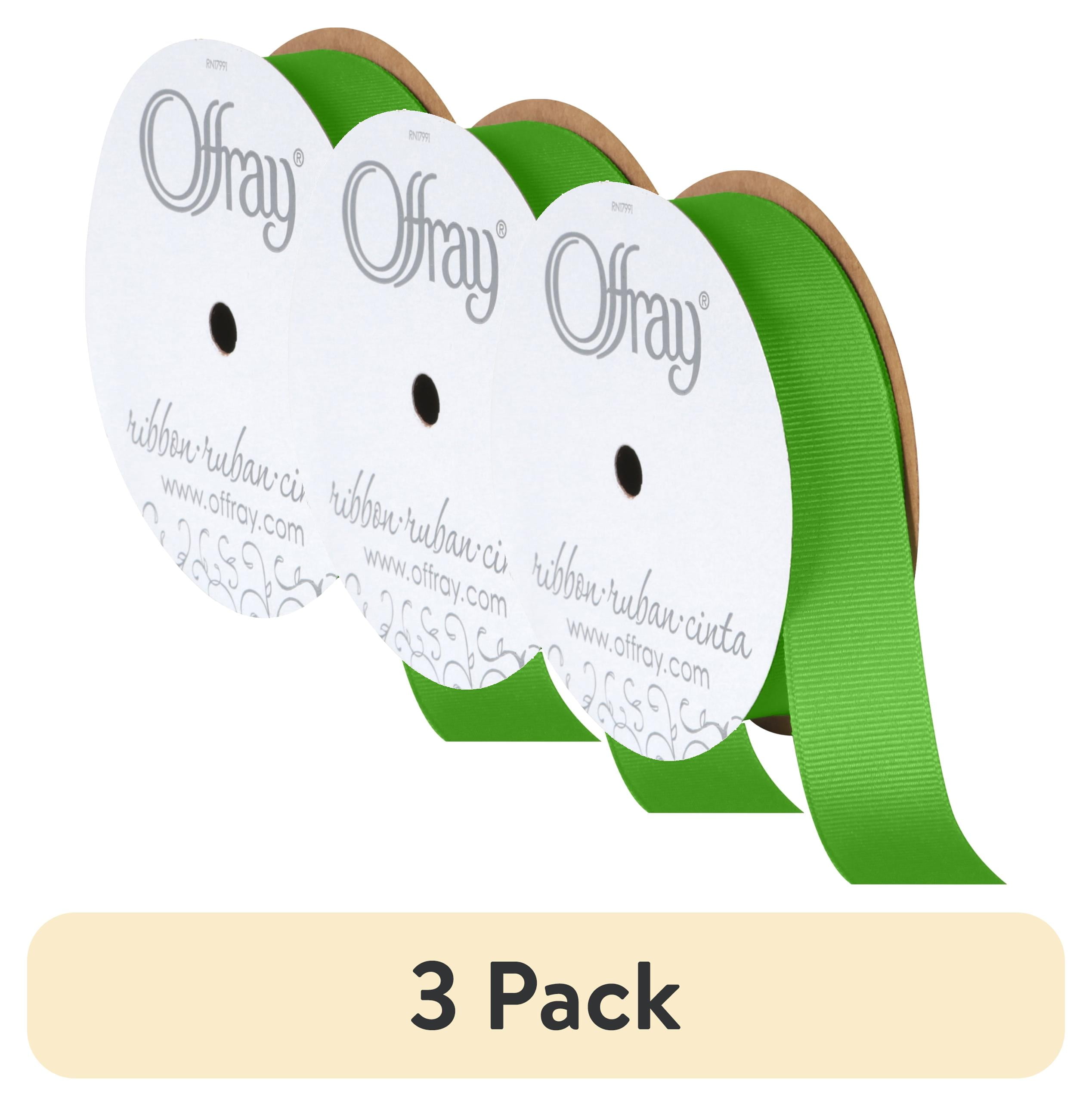 (3 pack) Offray Ribbon, Apple Green 7/8 inch Grosgrain Polyester Ribbon ...