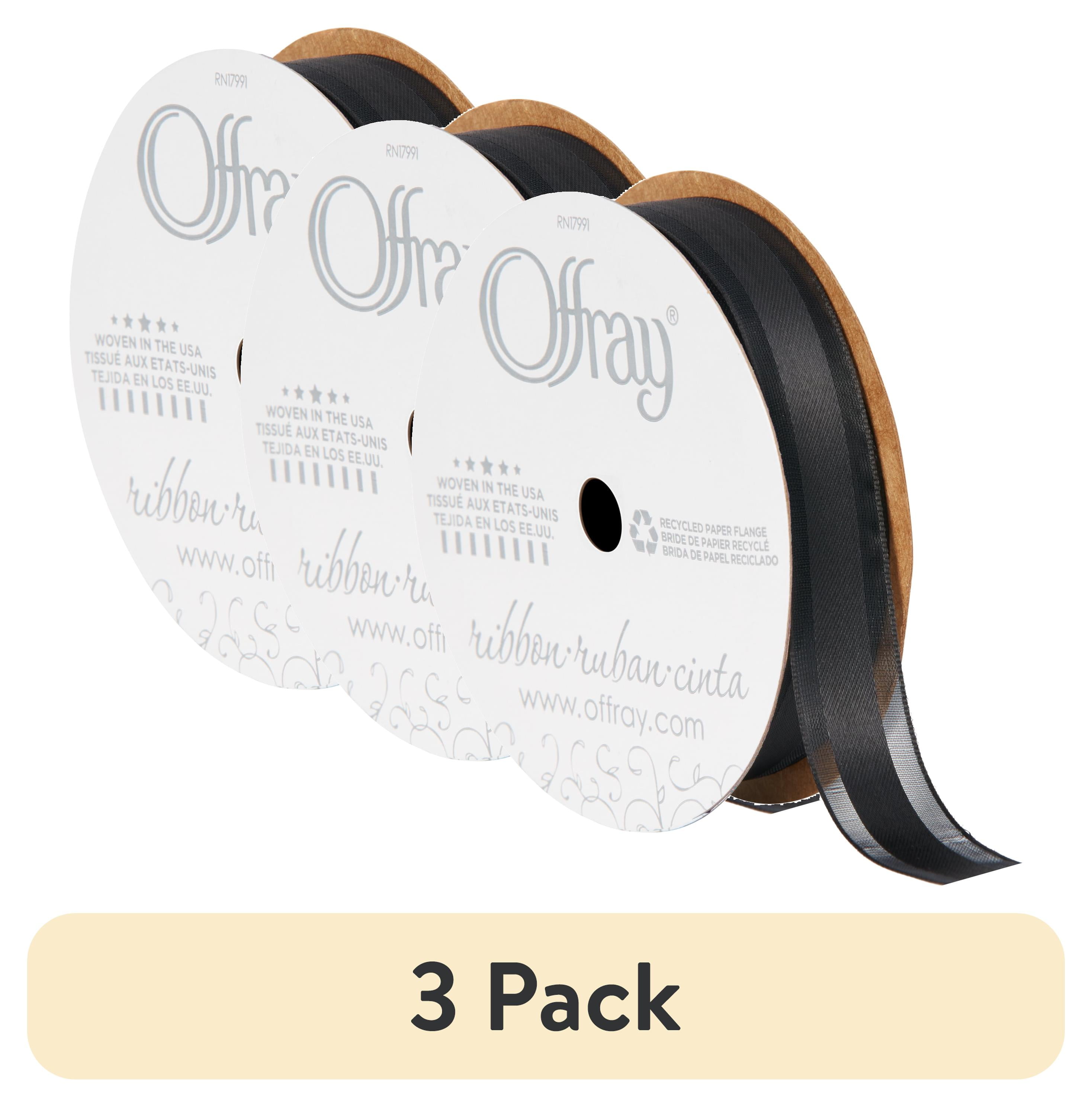 (3 pack) Offray Ribbon, Black 5/8 inch Sheer Ribbon, 9 feet, Garbo ...