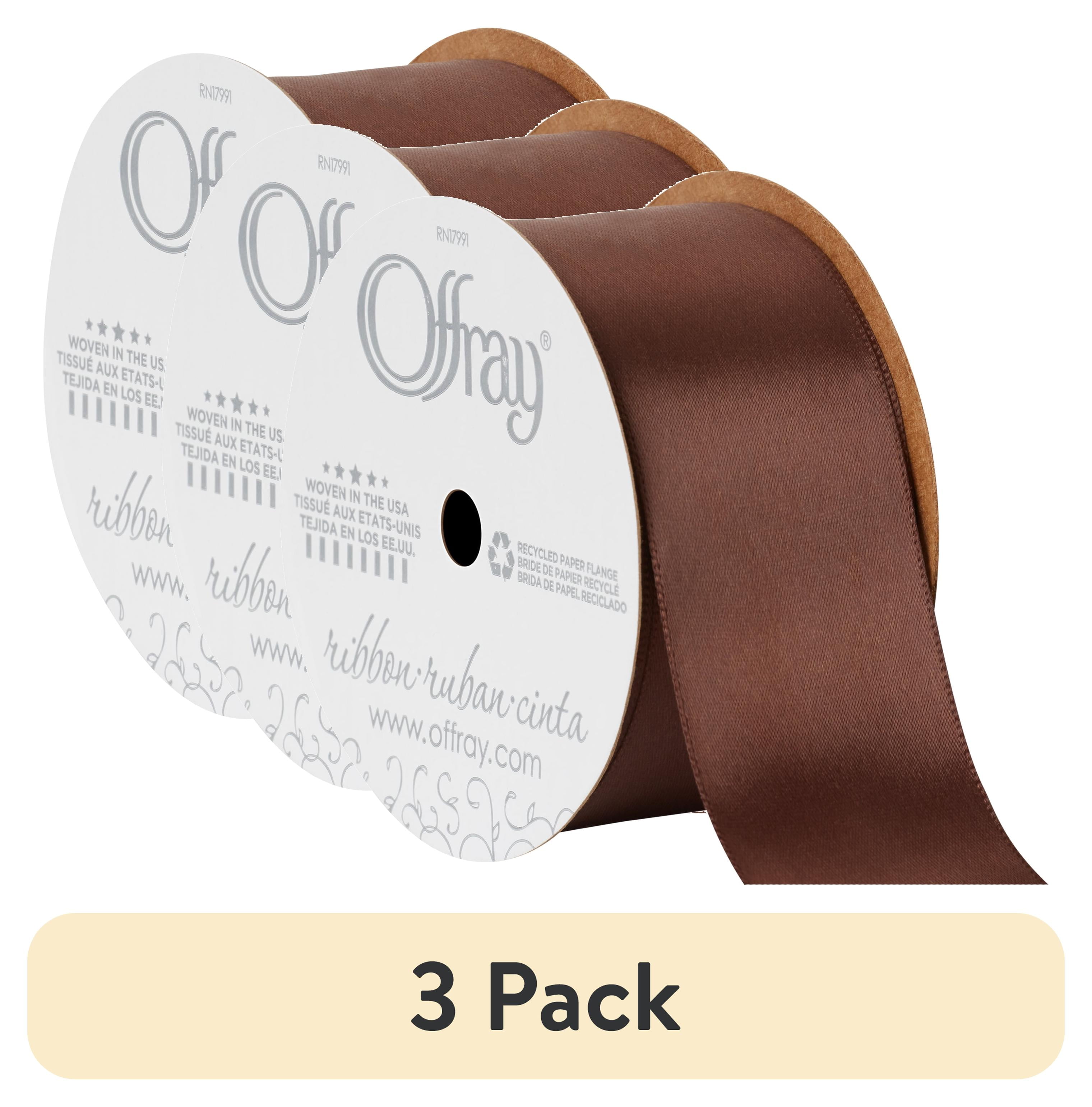 (3 pack) Offray Ribbon, Brown 1 1/2 inch Single Face Satin Polyester ...