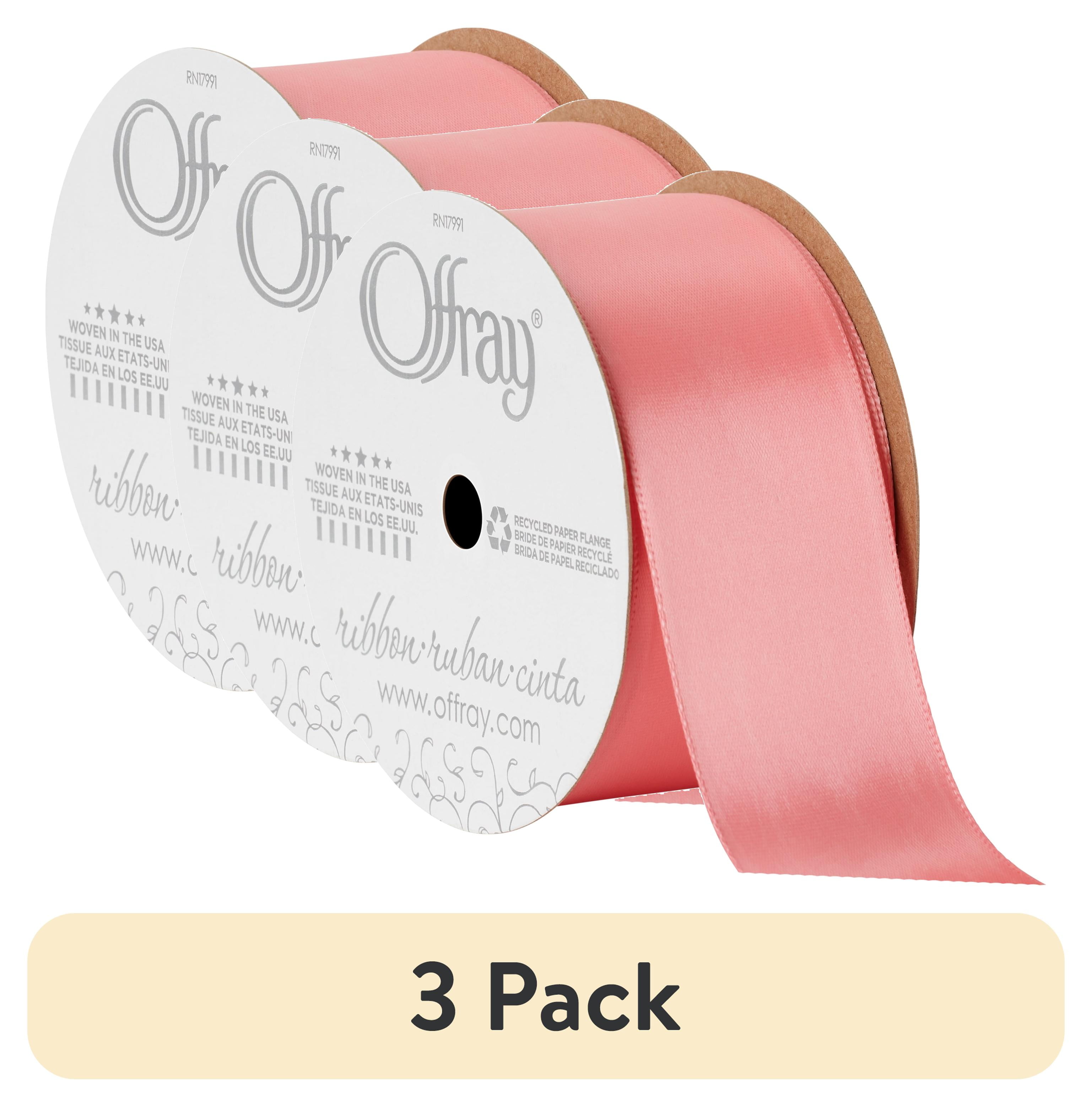(3 pack) Offray Ribbon, Coral Pink 1 1/2 inch Single Face Satin ...