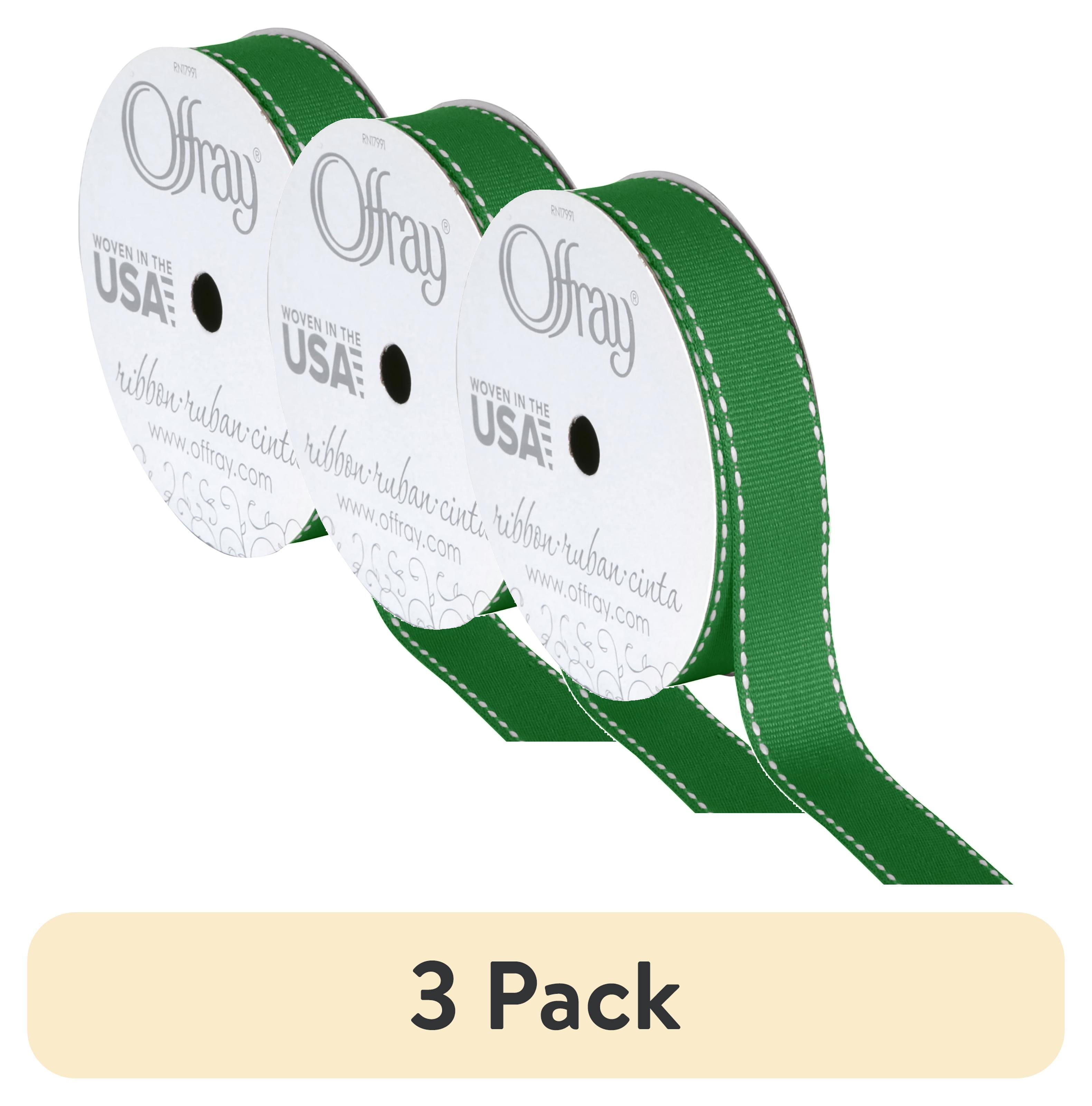 (3 pack) Offray Ribbon, Emerald Green 5/8 inch Side Stitch Grosgrain ...